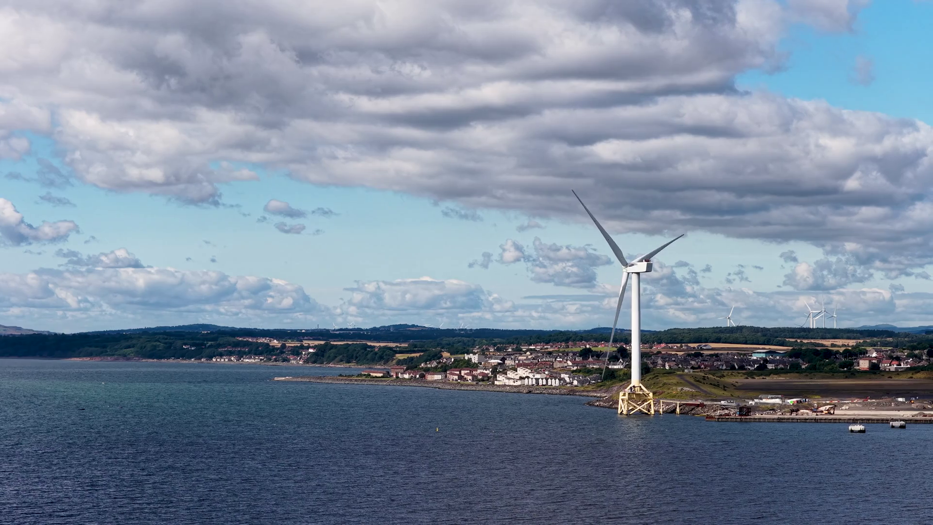 Offshore Wind Turbine Rotating On Dundee Stock Footage SBV-353187134 ...