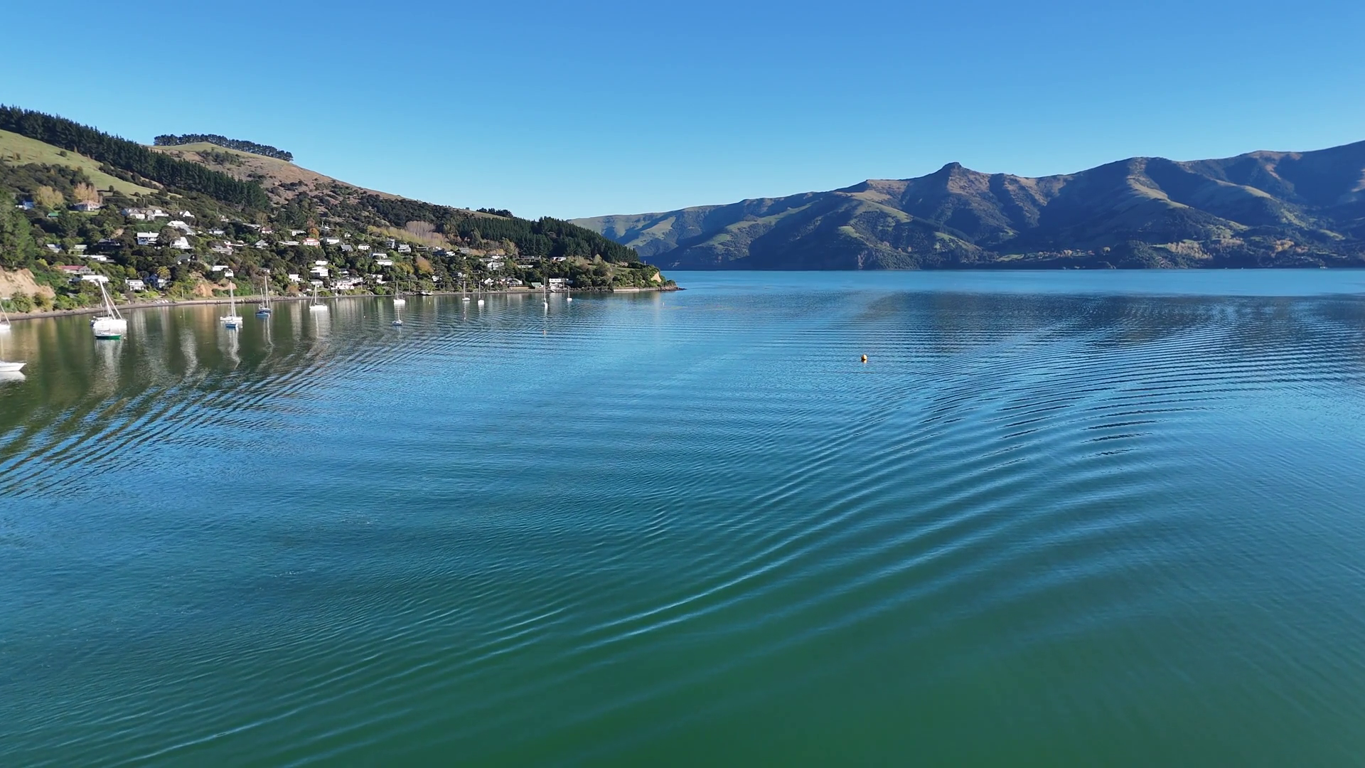 Serene Aerial View Of Akaroa Bay Waters Stock Footage SBV-352464404 ...