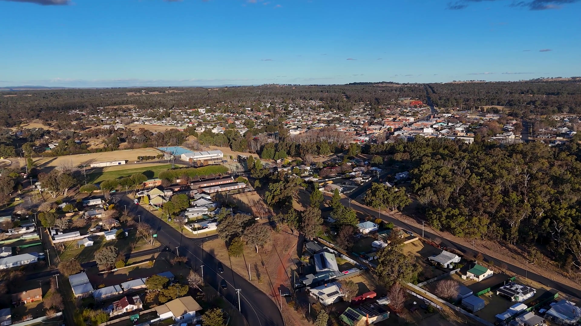 Aerial Flyover Of Small Australian Town Stock Footage SBV-352600002 ...