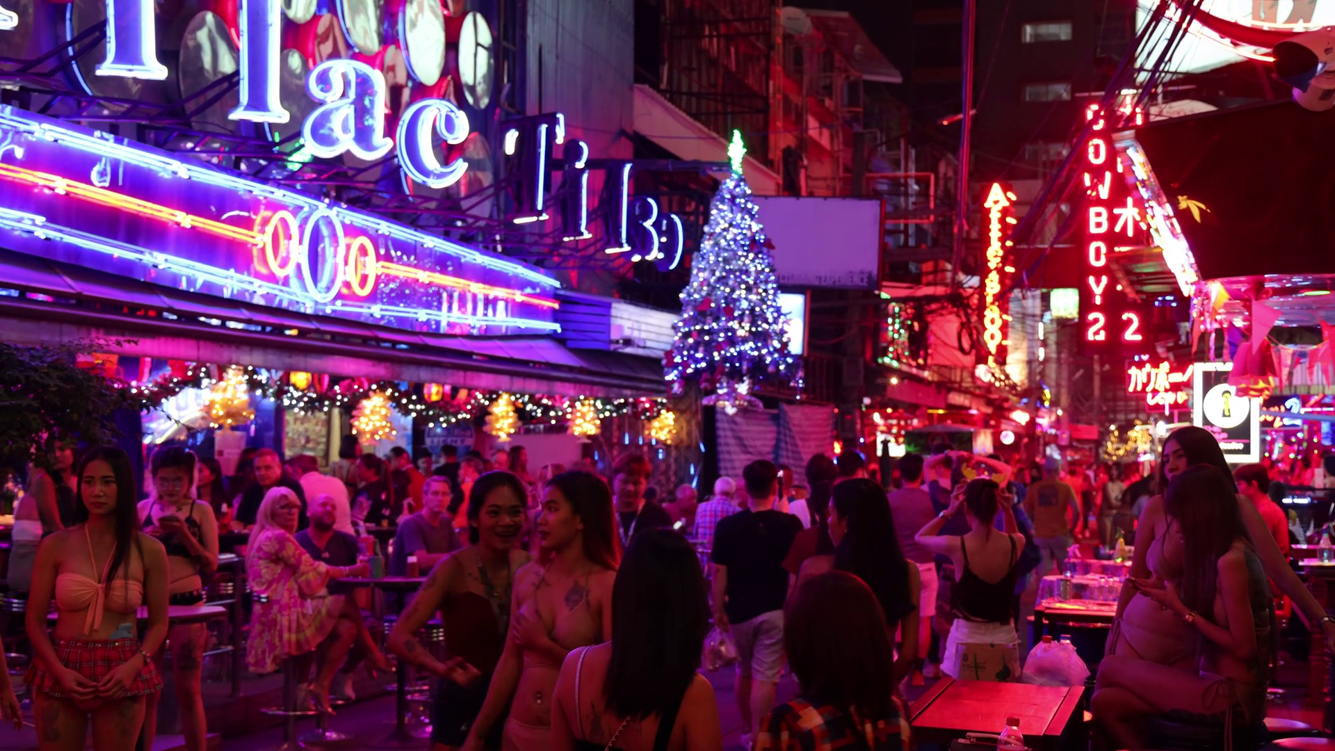 Bustling Nightlife Street Scene Stock Footage SBV-352953667 - Storyblocks
