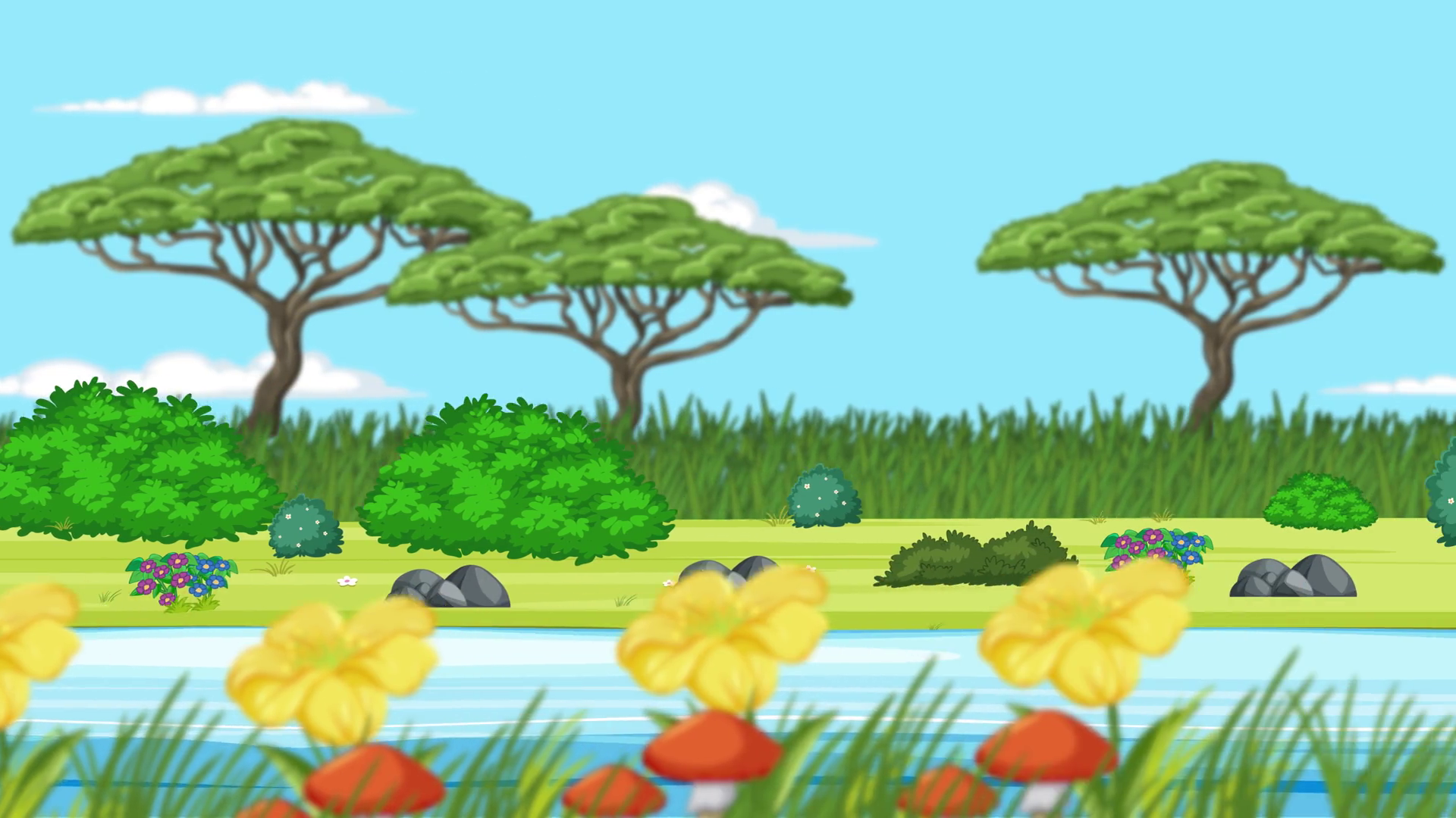 Serene Animated Landscape With Vibrant Flora Stock Footage SBV ...