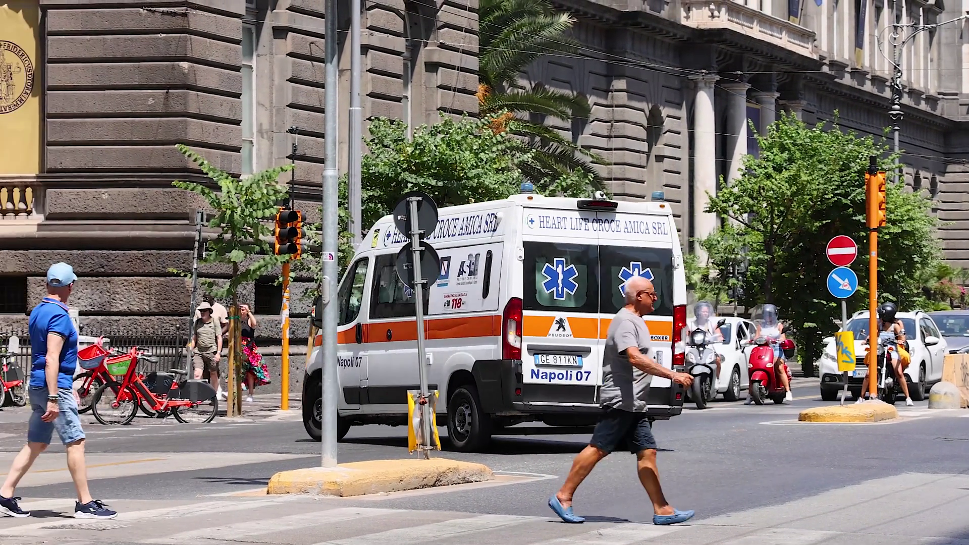 Emergency Vehicle In Naples Street Stock Footage SBV-352341869 ...