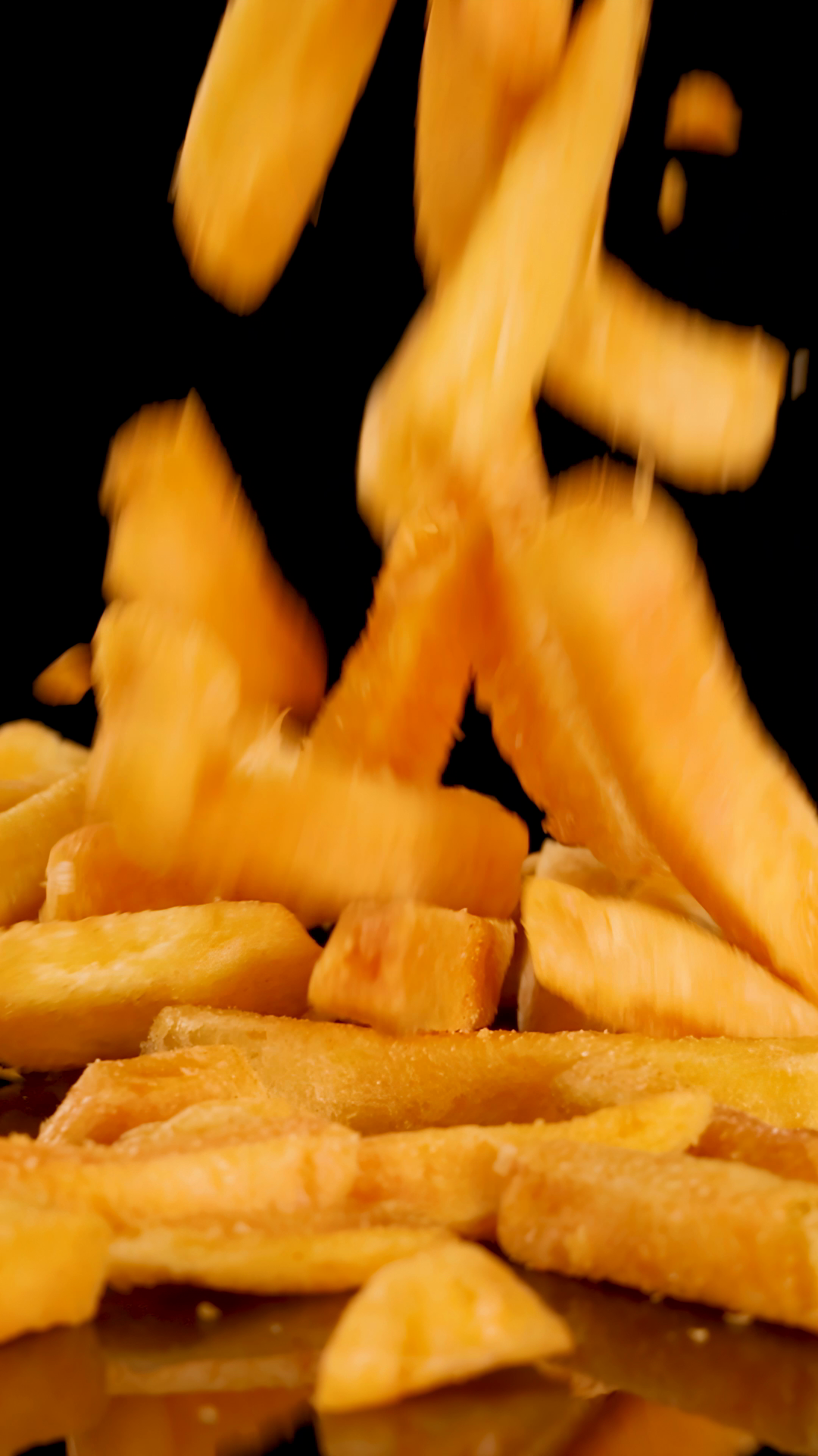 Golden French Fries Dropping Onto Shiny Stock Footage SBV-353398053 ...