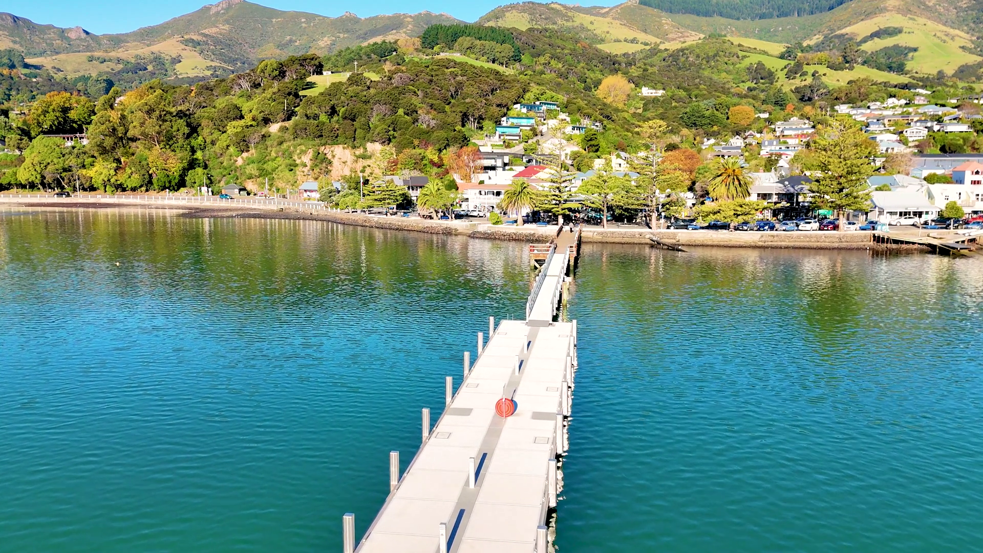 Aerial View Of Akaroa Pier Harbor Stock Footage SBV-352424731 - Storyblocks
