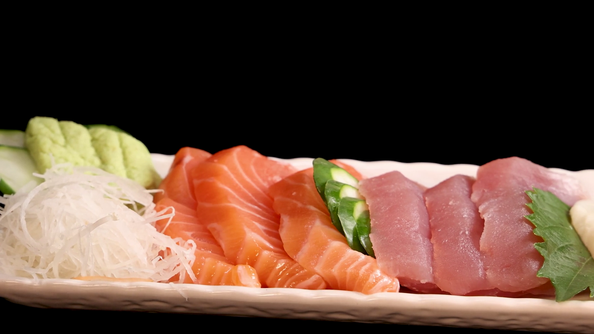 Rotating Japanese Sashimi Sushi Set On Black Stock Footage SBV ...