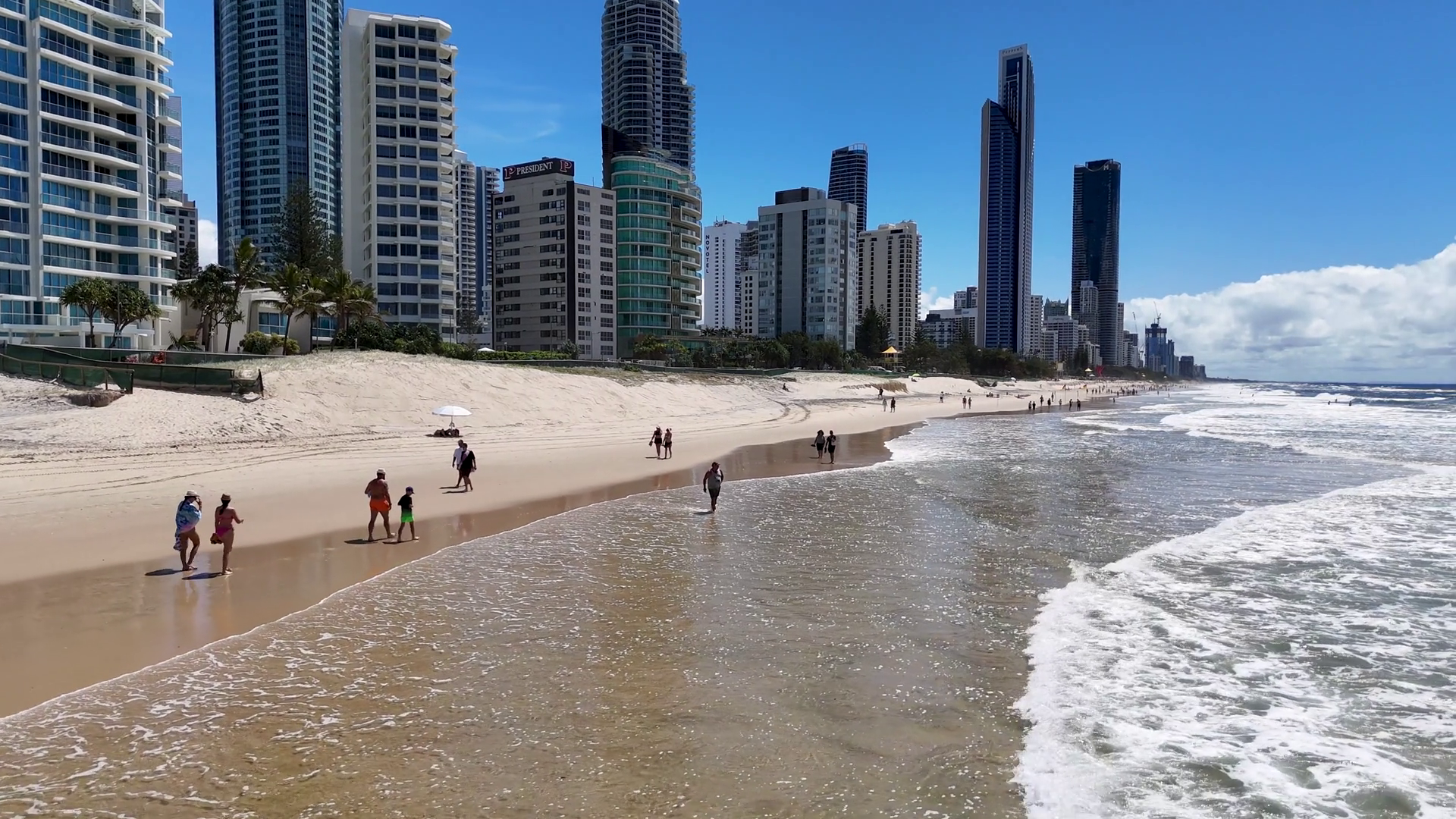 Drone View Of Gold Coast Beachfront Skyline Stock Footage SBV-352481717 ...