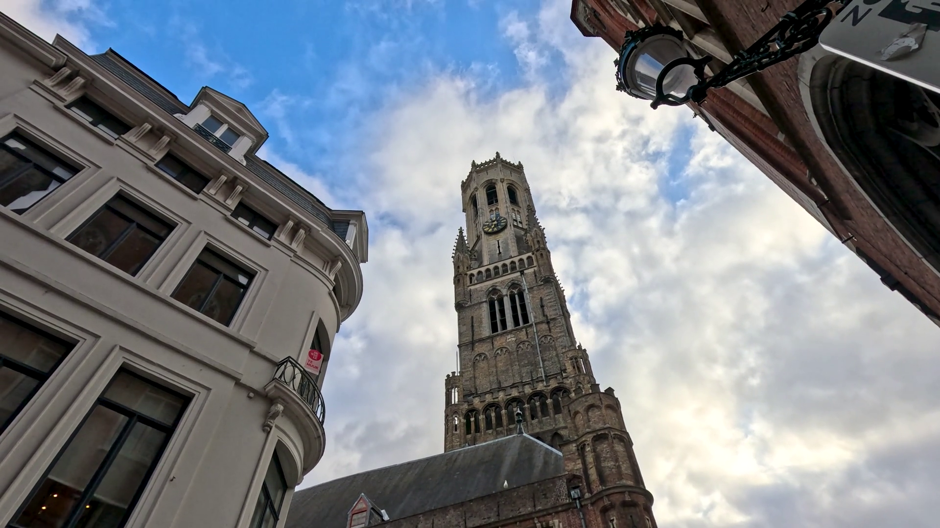 Walking Toward Belfry Tower In Historic Stock Footage SBV-352721413 ...