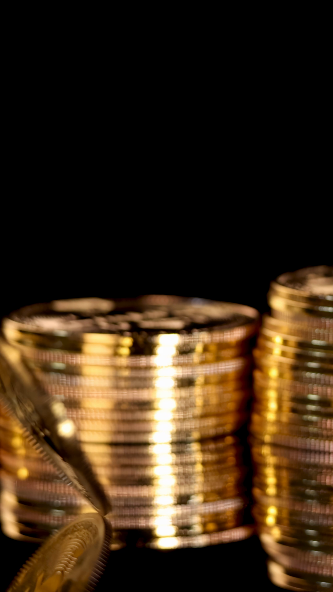 Spinning Gold Coin Near Stacked Coins Stock Footage SBV-353154953 ...