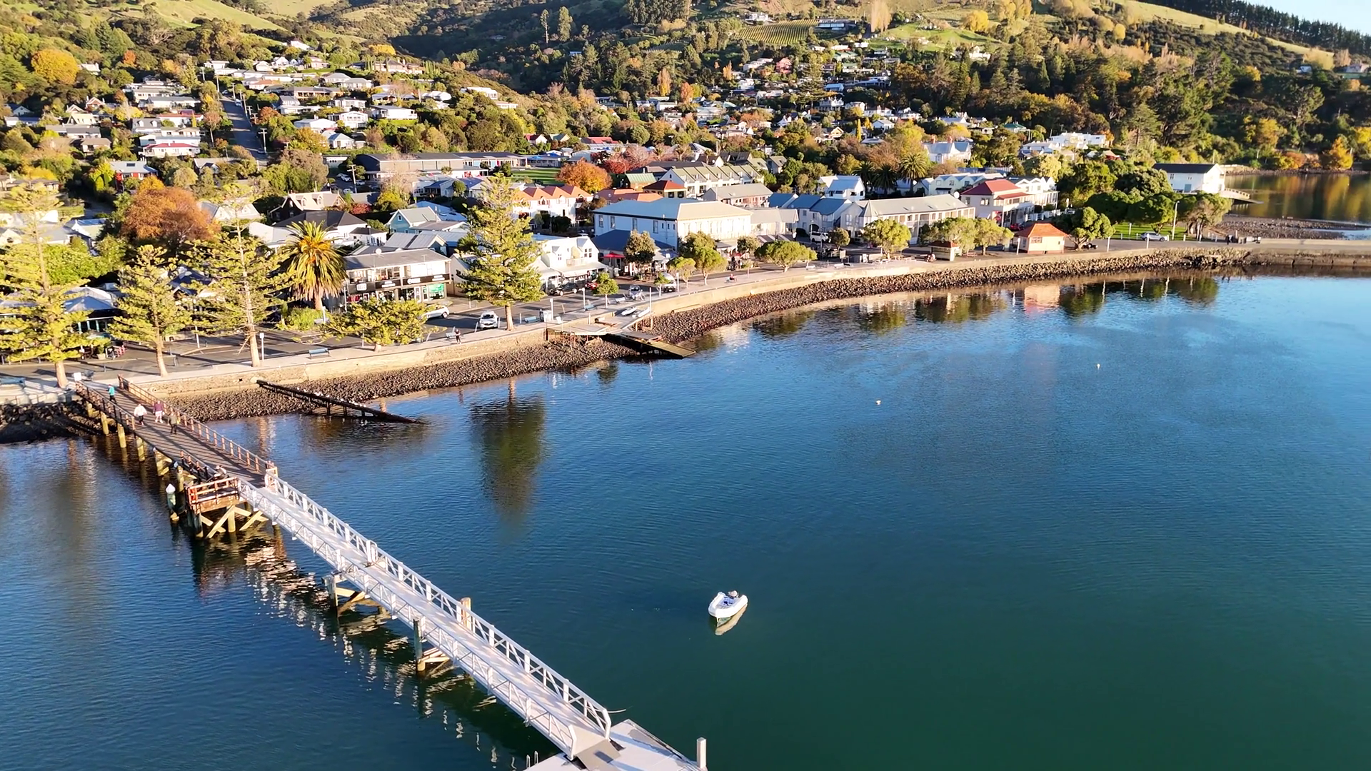 Aerial View Of Akaroa Harbor At Sunset Stock Footage SBV-352482003 ...