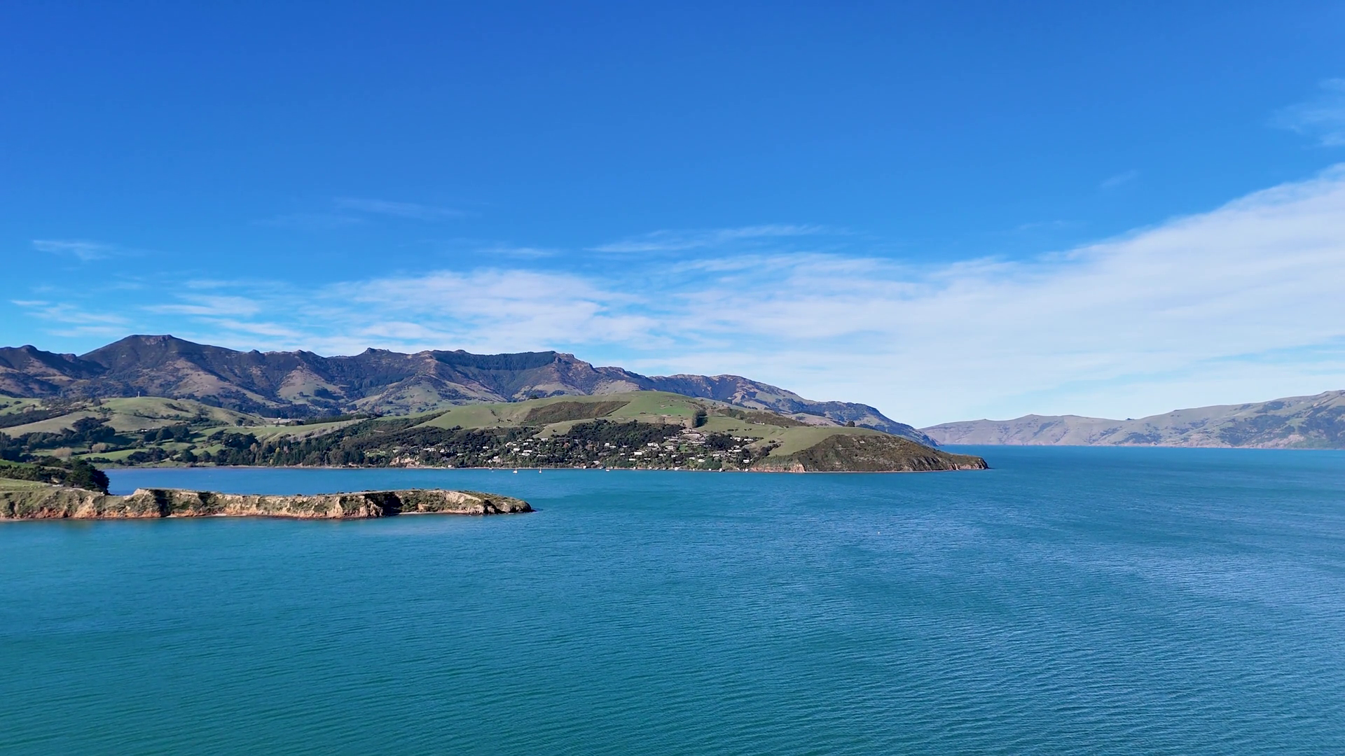 Aerial View Of Akaroa's Scenic Coastline Stock Footage SBV-352576080 ...