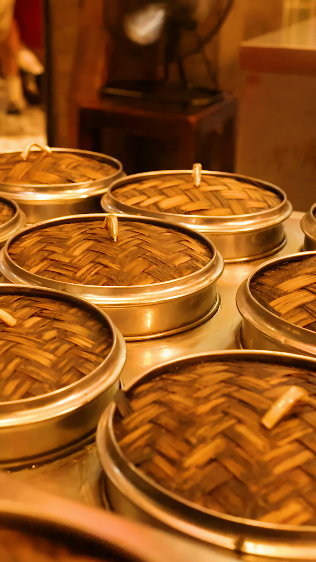 Steaming Dim Sum Baskets At Night Market In Stock Footage SBV-353153159 ...