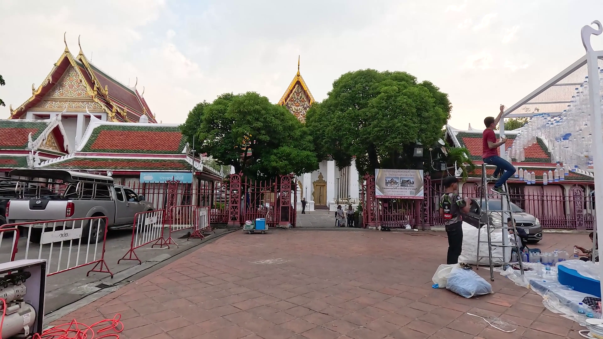 Temple Setup In Bangkok Courtyard Stock Footage SBV-352481145 - Storyblocks