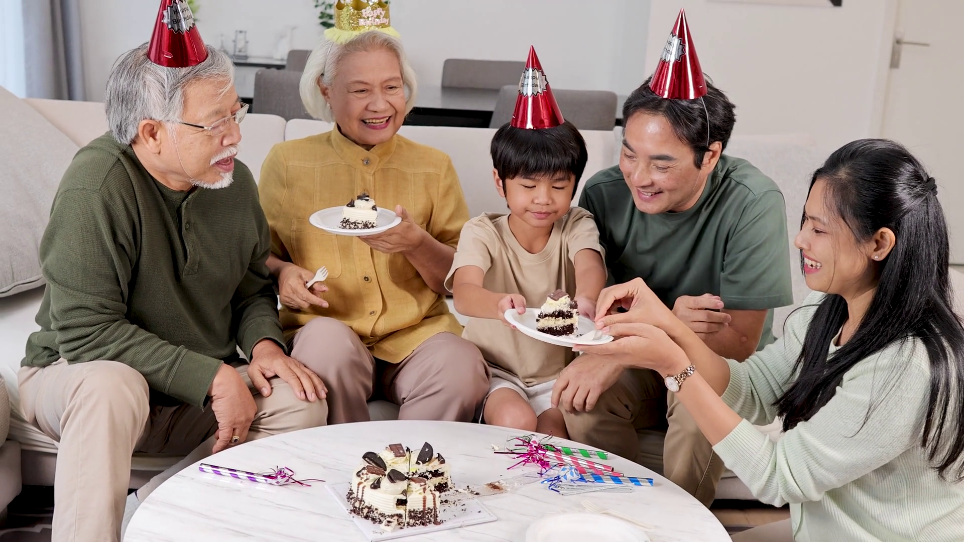 Three-generation Family Celebrates With Stock Footage SBV-352655384 ...