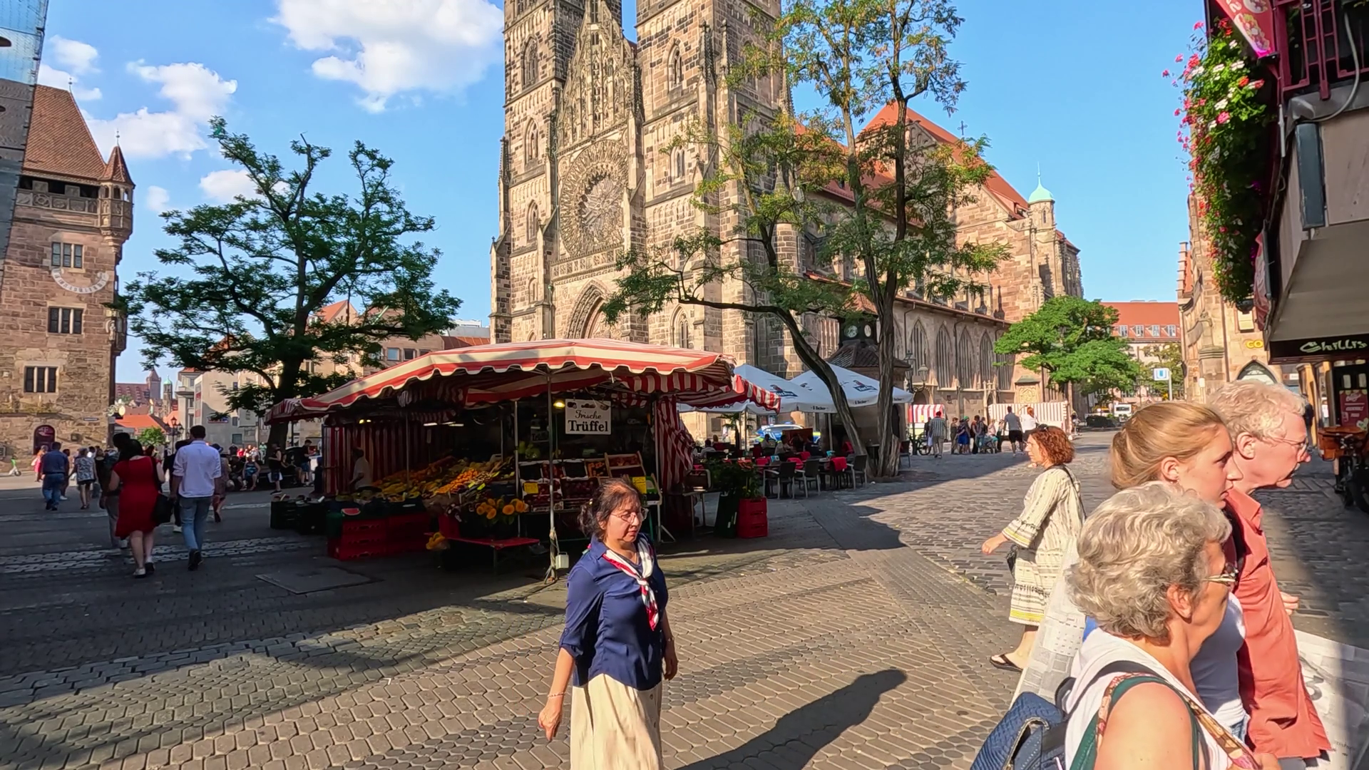 Pedestrians Stroll Past Market Stalls In Stock Footage SBV-352715506 ...