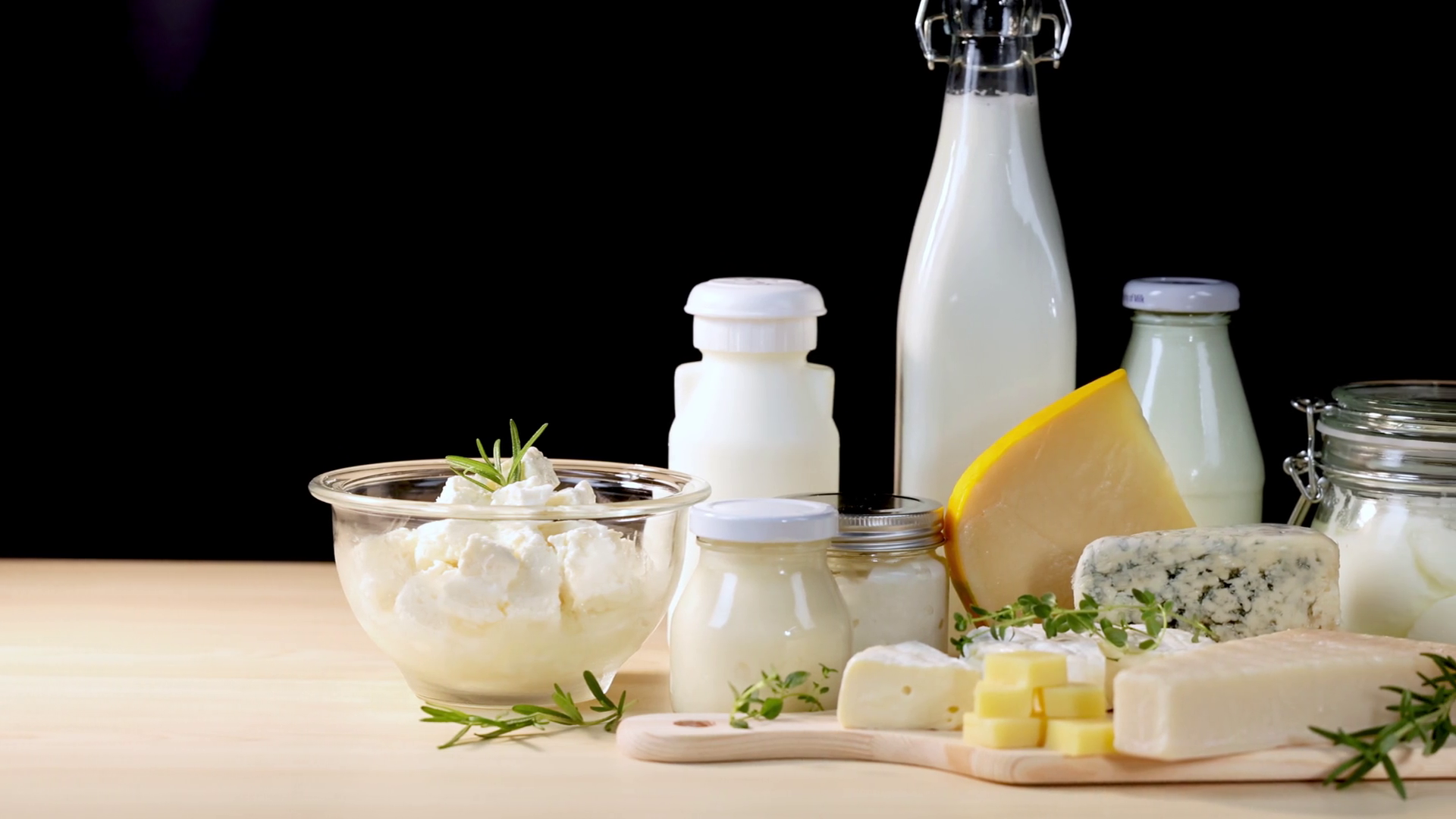 Dairy Products Display On Black Background Stock Footage SBV-352536706 ...