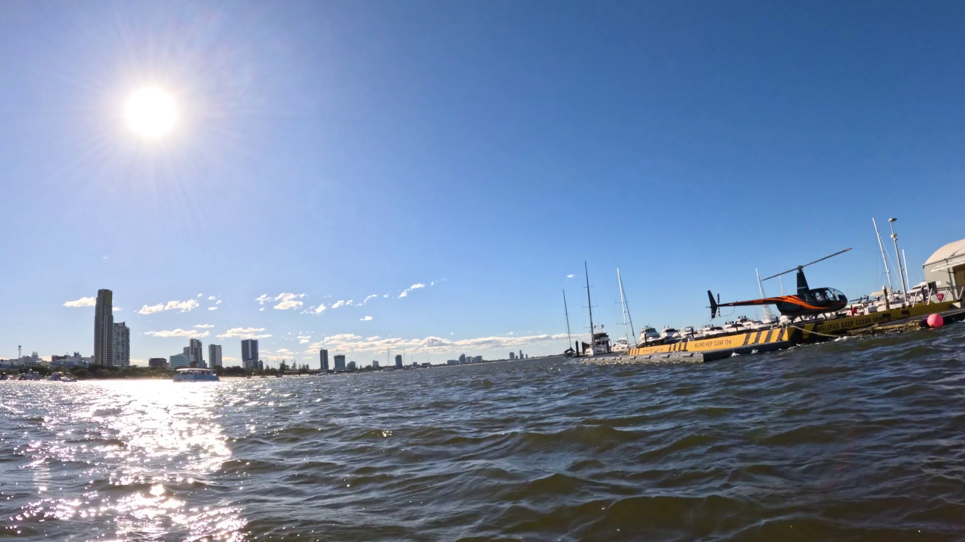 Helicopter Over Water In Gold Coast Stock Footage SBV-352401619 ...
