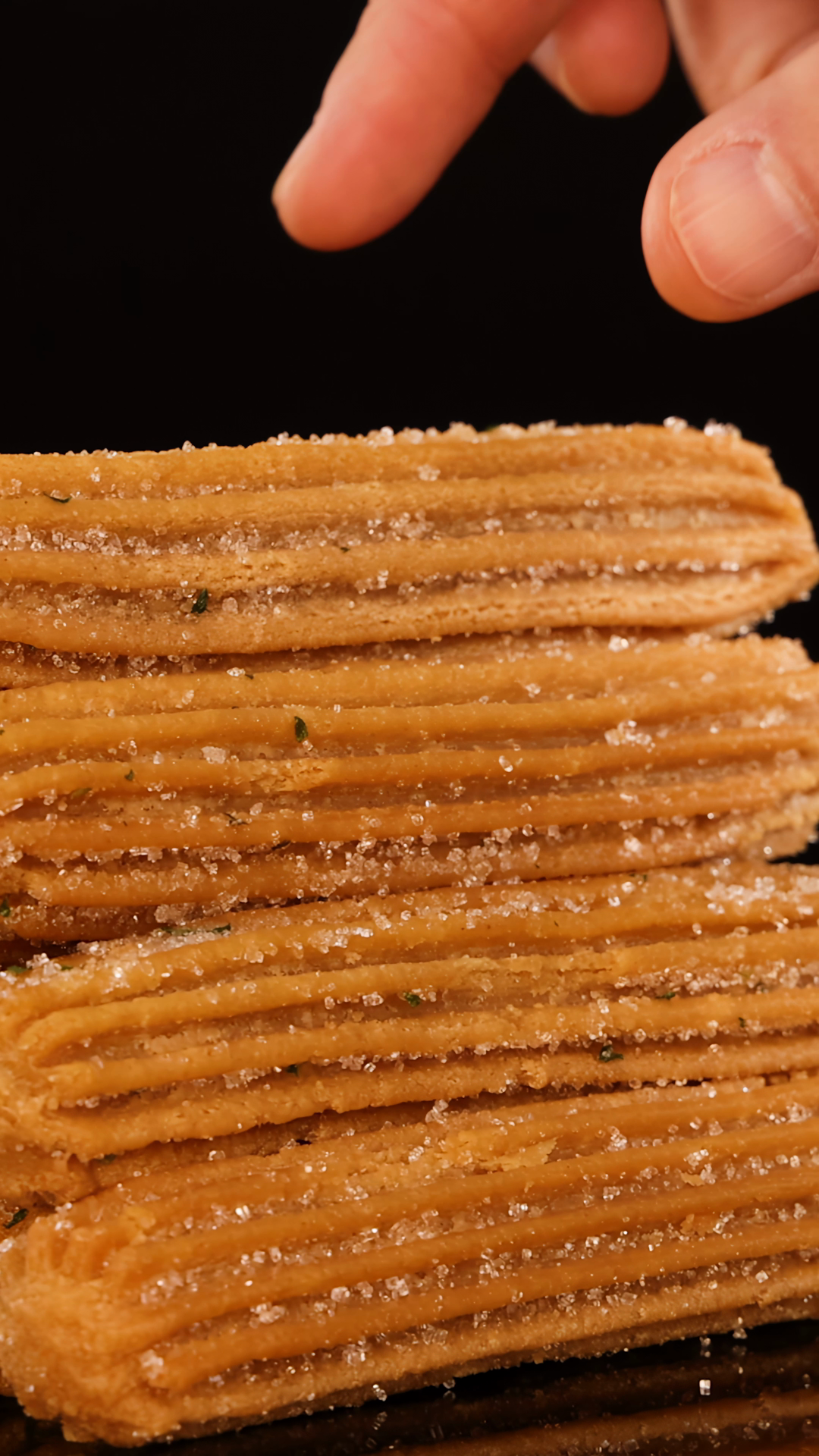Hand Picking Up Sugared Churro From Stack On Stock Footage SBV ...