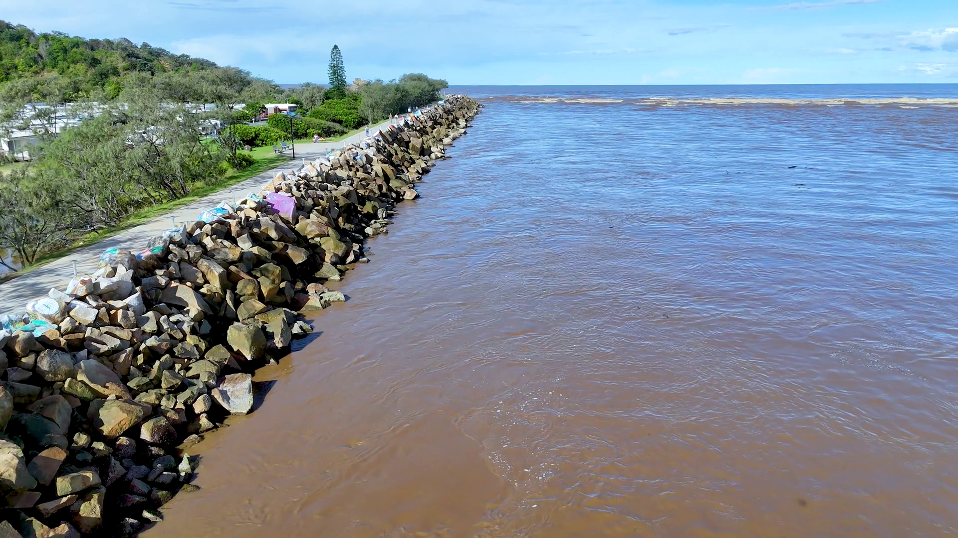 Aerial Flyover Of Rocky Breakwater At Stock Footage SBV-352721438 ...