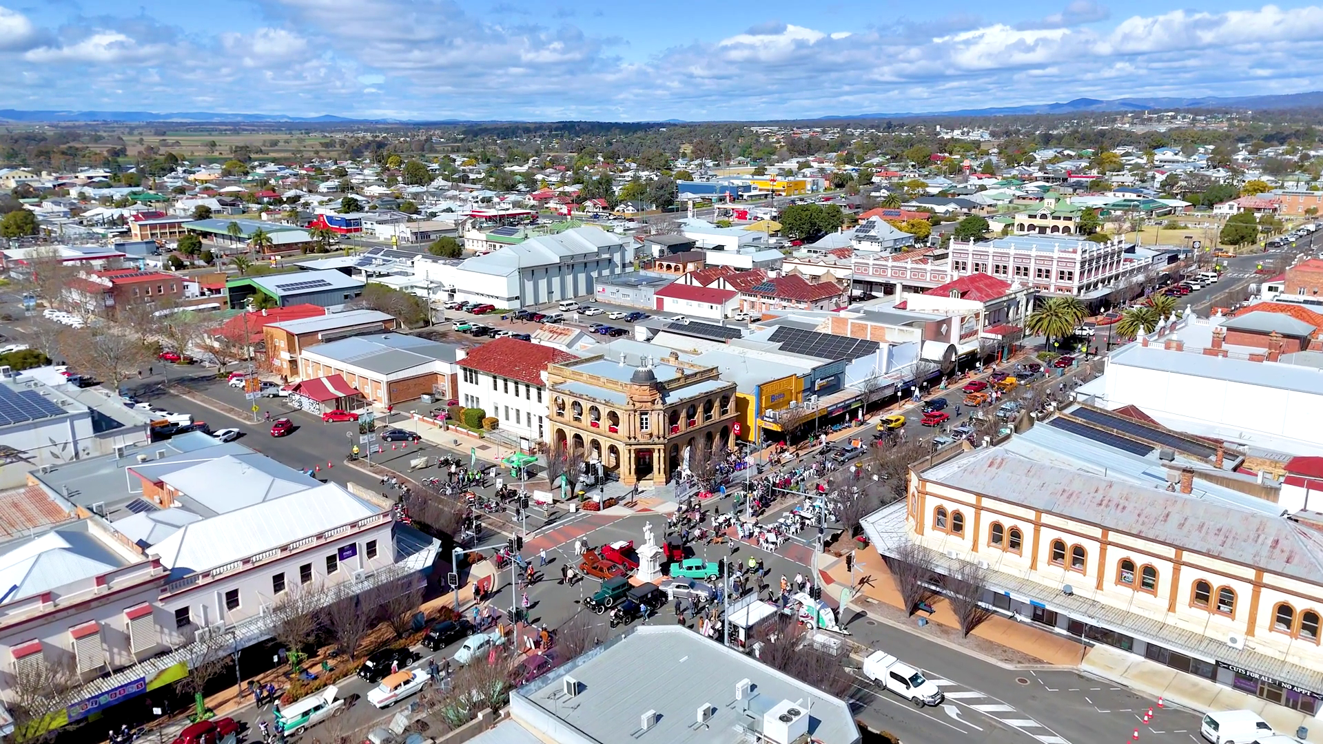 Aerial View Of Busy Town Festival Parade In Stock Footage SBV-352564318 ...