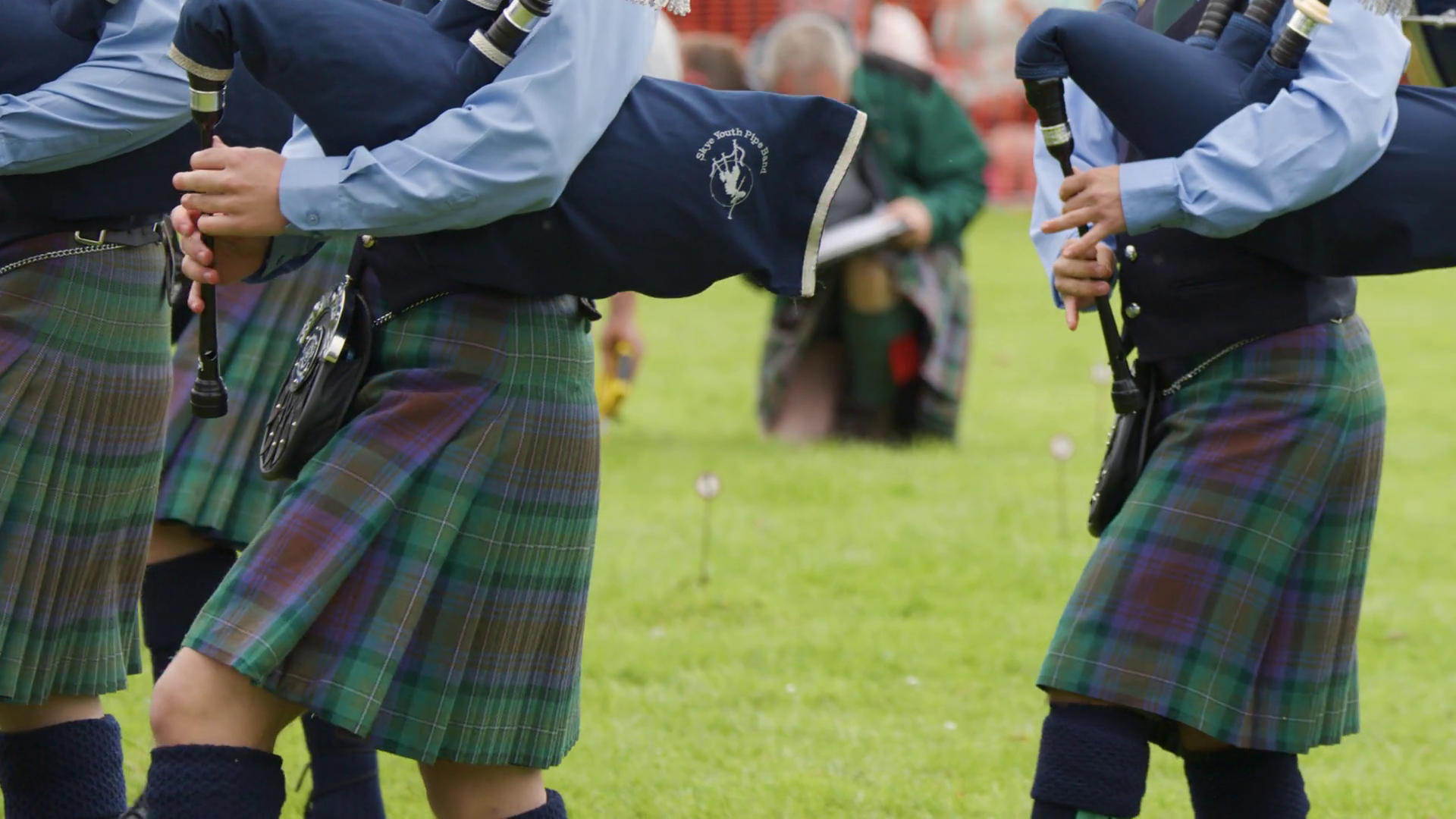 Scottish Bagpipers Marching In Kilts At Stock Footage SBV-352655708 ...