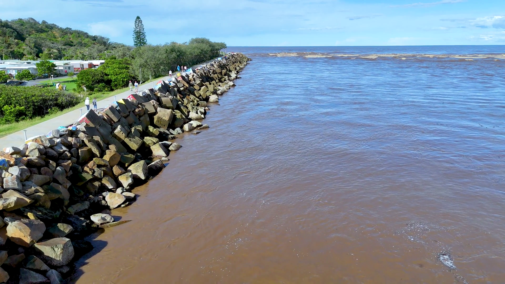 Aerial Flyover Of Rocky Breakwater At Stock Footage SBV-352917464 ...
