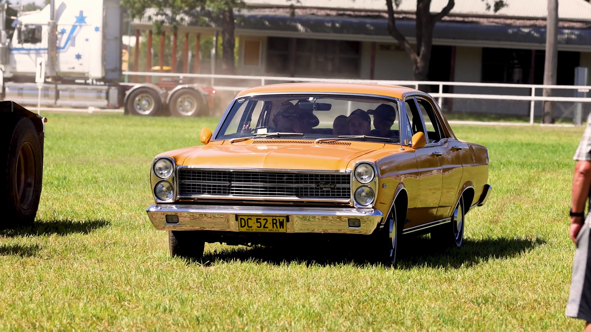 Classic Car Cruising On Grass Field Stock Footage SBV-352739303 ...