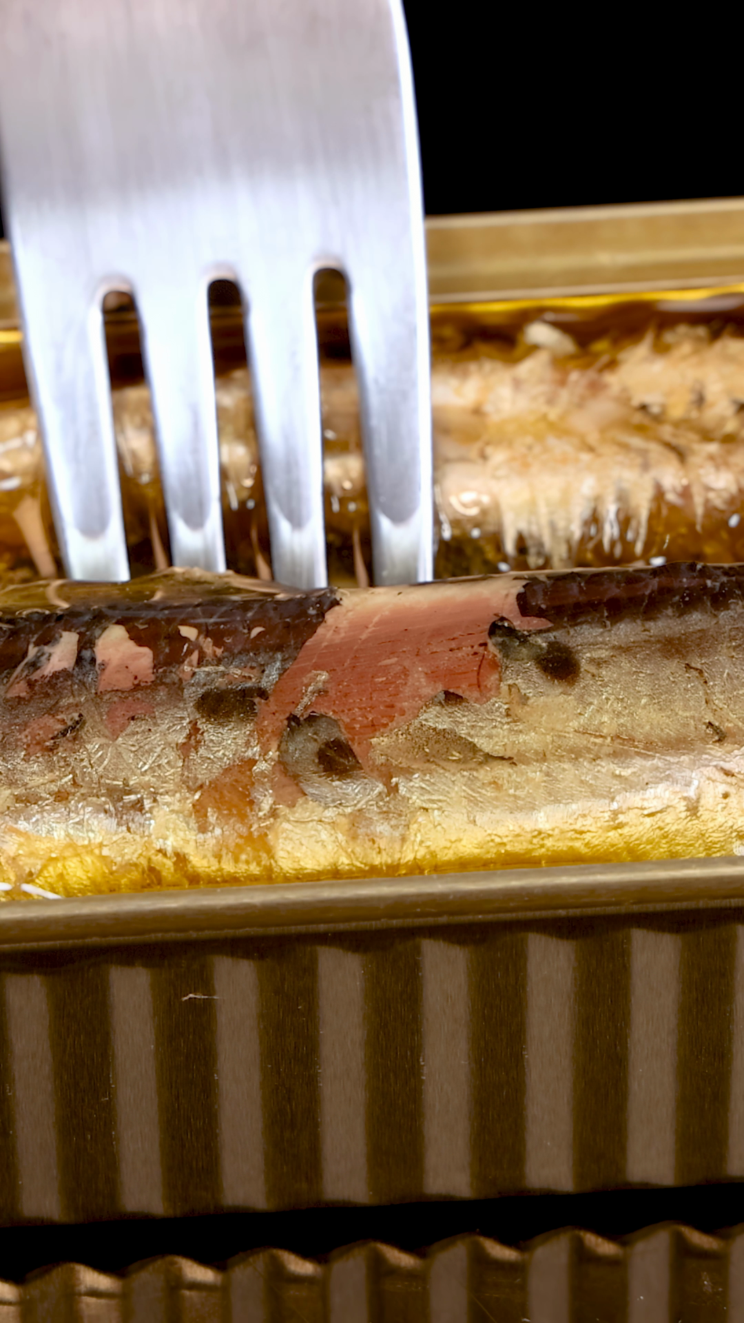 Fork Piercing Sardine In Open Canned Fish Stock Footage SBV-353136145 ...