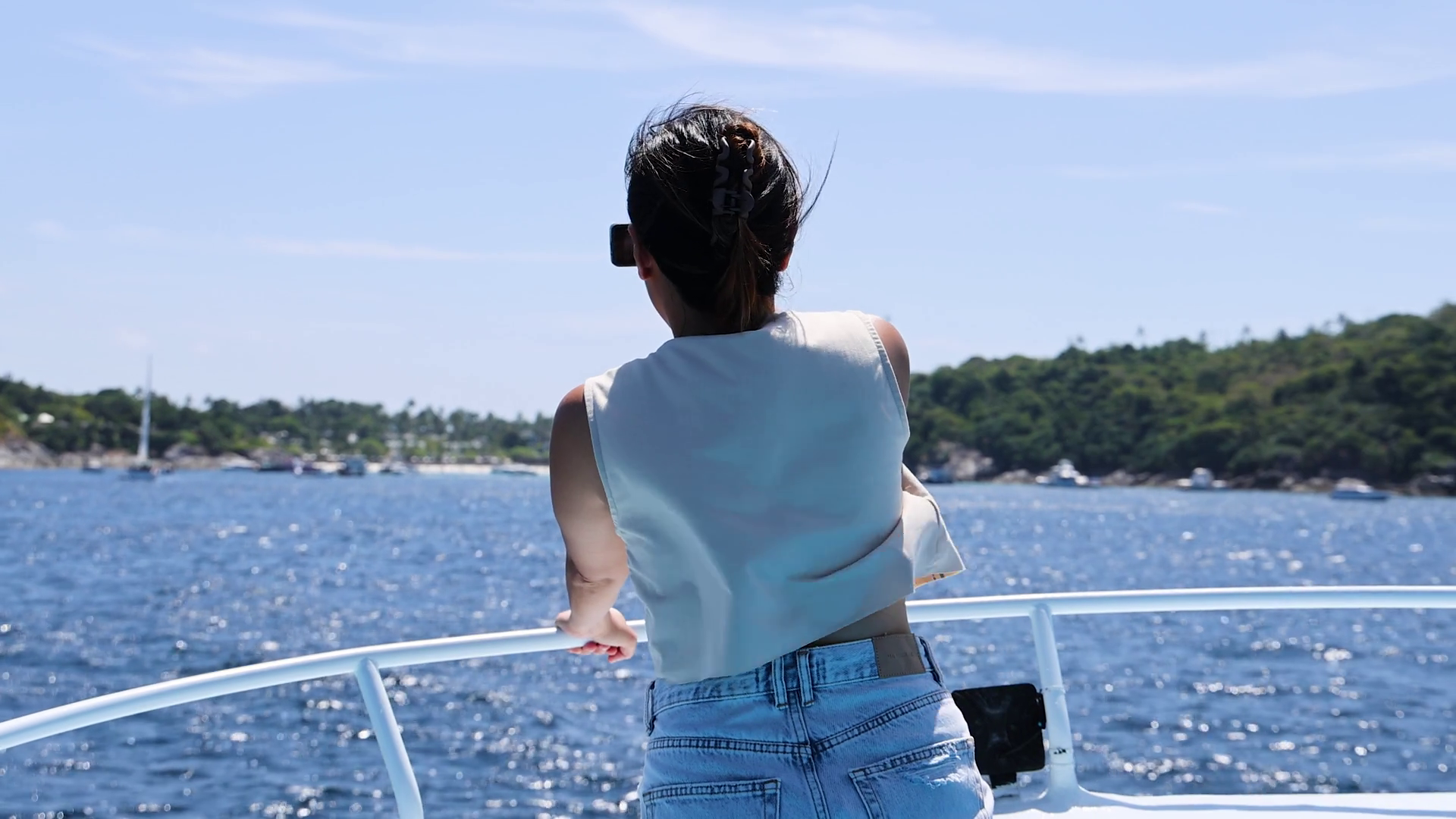 Girl Enjoying Ocean View In Phuket Stock Footage SBV-352513401 ...