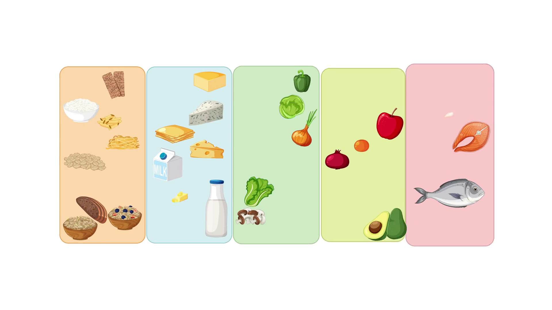 Animated Food Group Icons Arranged On White Stock Footage SBV-352979677 ...