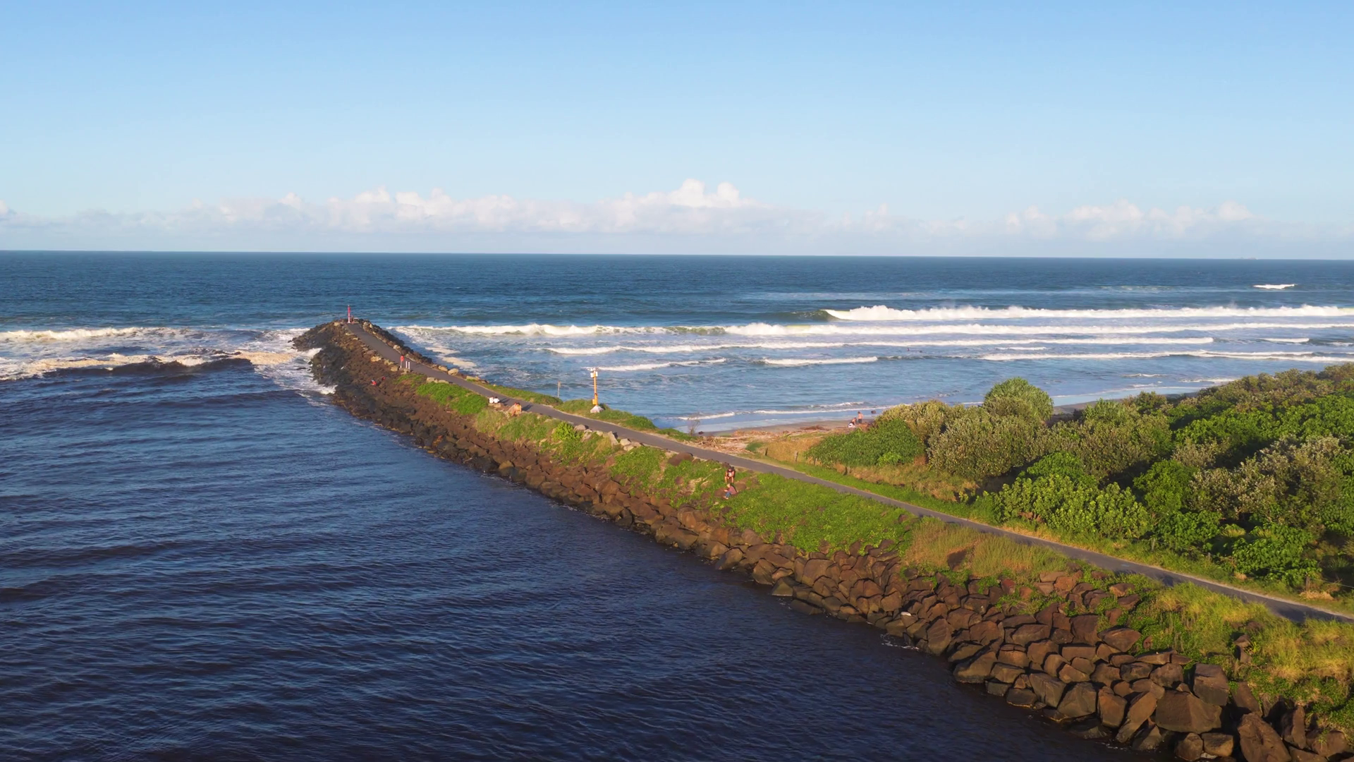 Aerial Journey Over Brunswick Heads Jetty Stock Footage SBV-352549783 ...