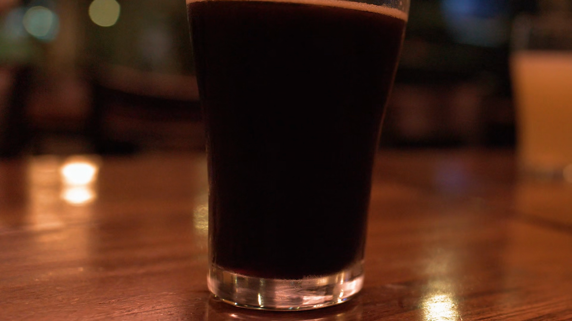 Close Up Of Dark Craft Beer Glass On Pub Stock Footage SBV-353948685 ...