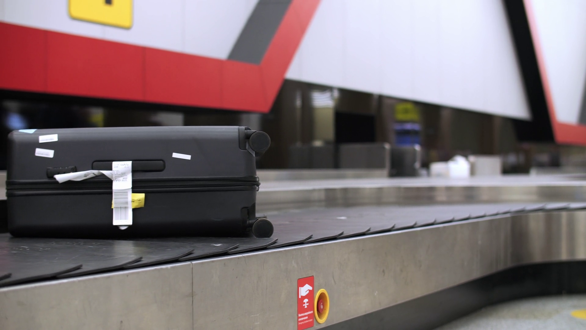 Moving Luggage Carousel With Suitcase At Stock Footage SBV-352704063 ...