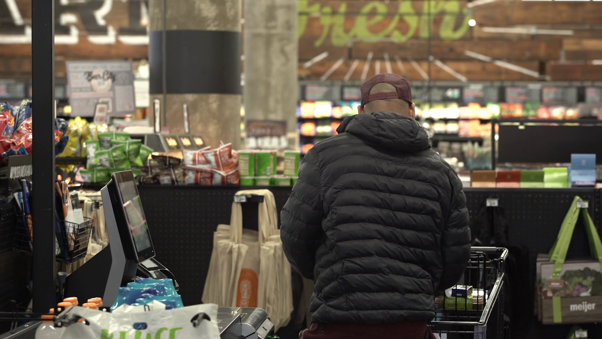 African American Man Bagging Groceries At Stock Footage SBV-351950019 ...