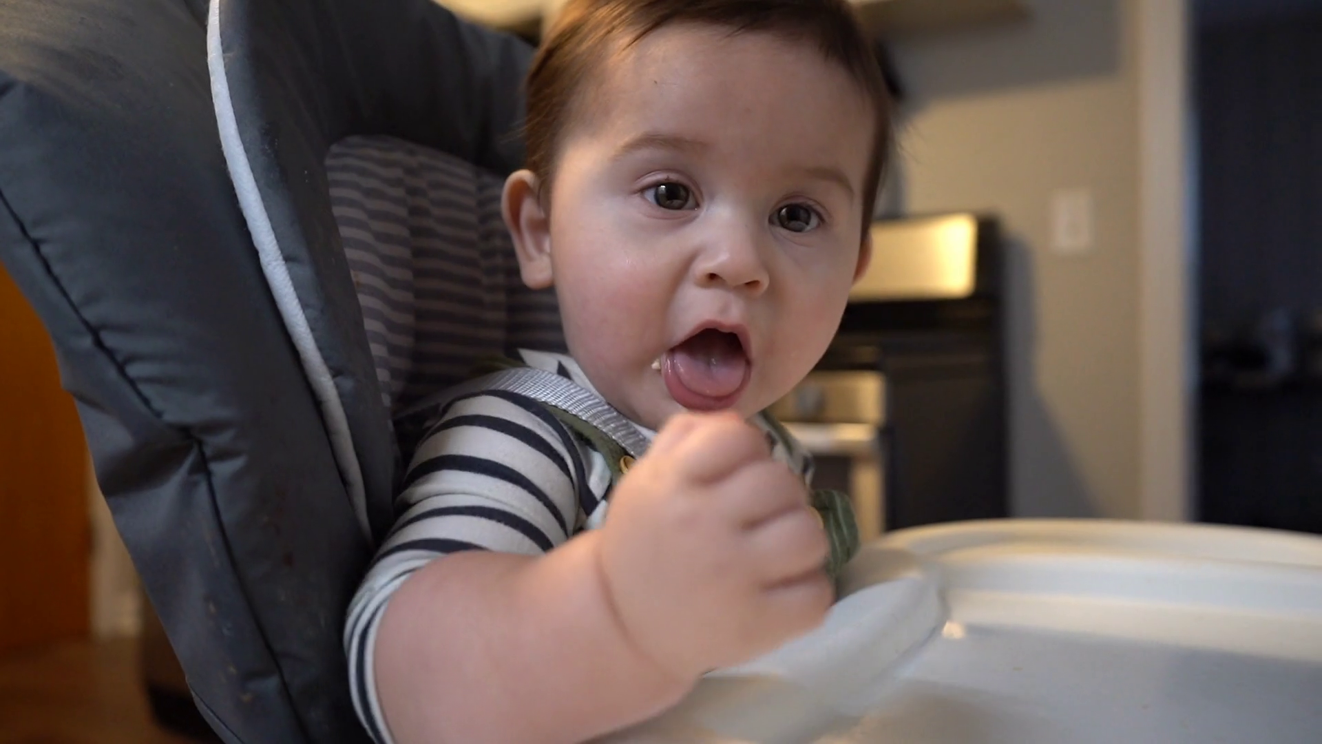 Latino Baby Boy Eating Snack In High Chair Stock Footage SBV-347345951 ...