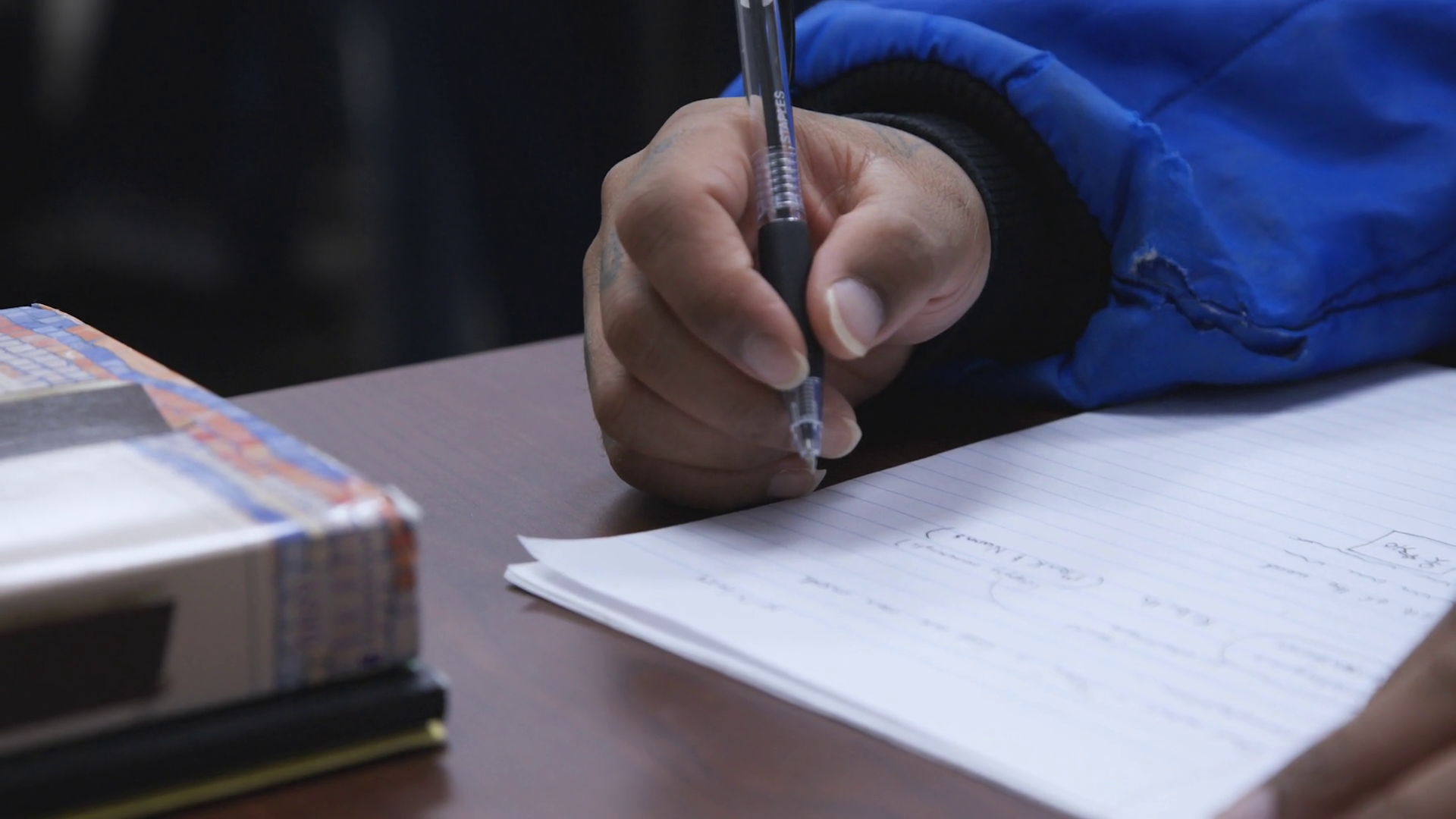 Black Inmate Writing In Jail Classroom Stock Footage SBV-351741249 ...