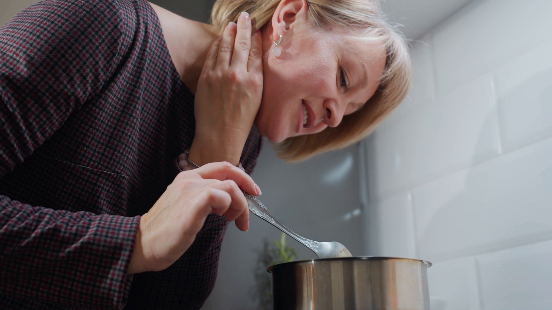 Lady With Short Blonde Hair Cooking In Stock Footage SBV-351905958 ...