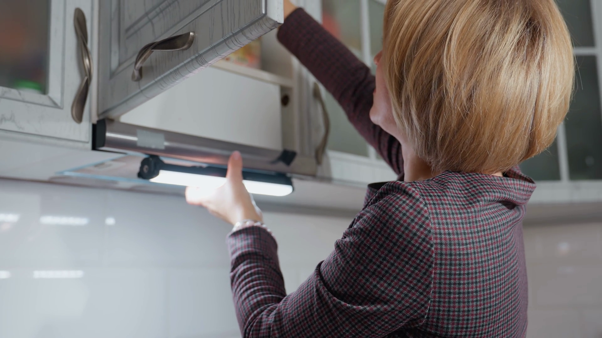 Woman With Short Blonde Hair Reaching Item Stock Footage SBV-351905965 ...