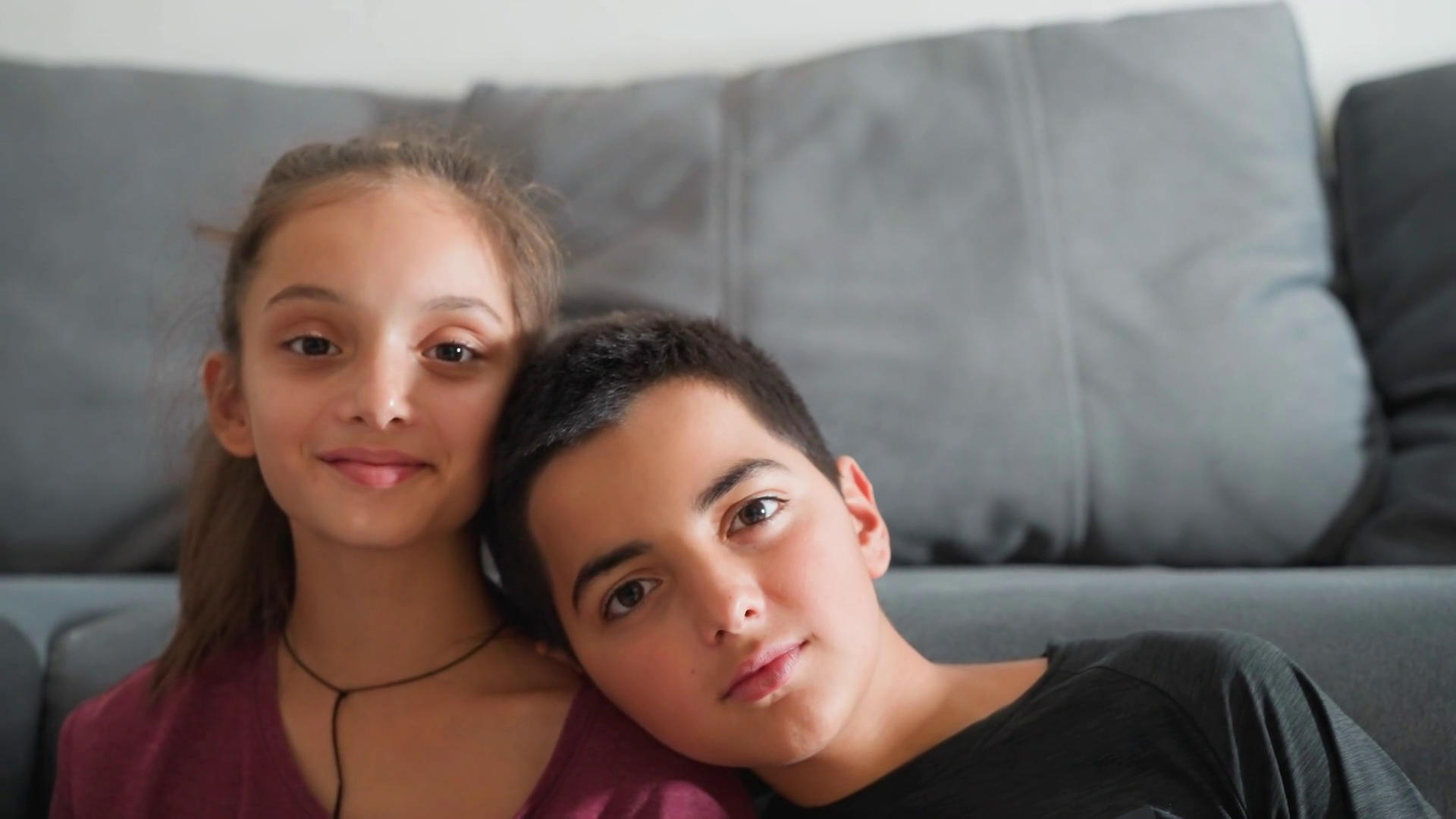 Kid Brother Rests Head On Sister Shoulder Stock Footage SBV-351970593 ...