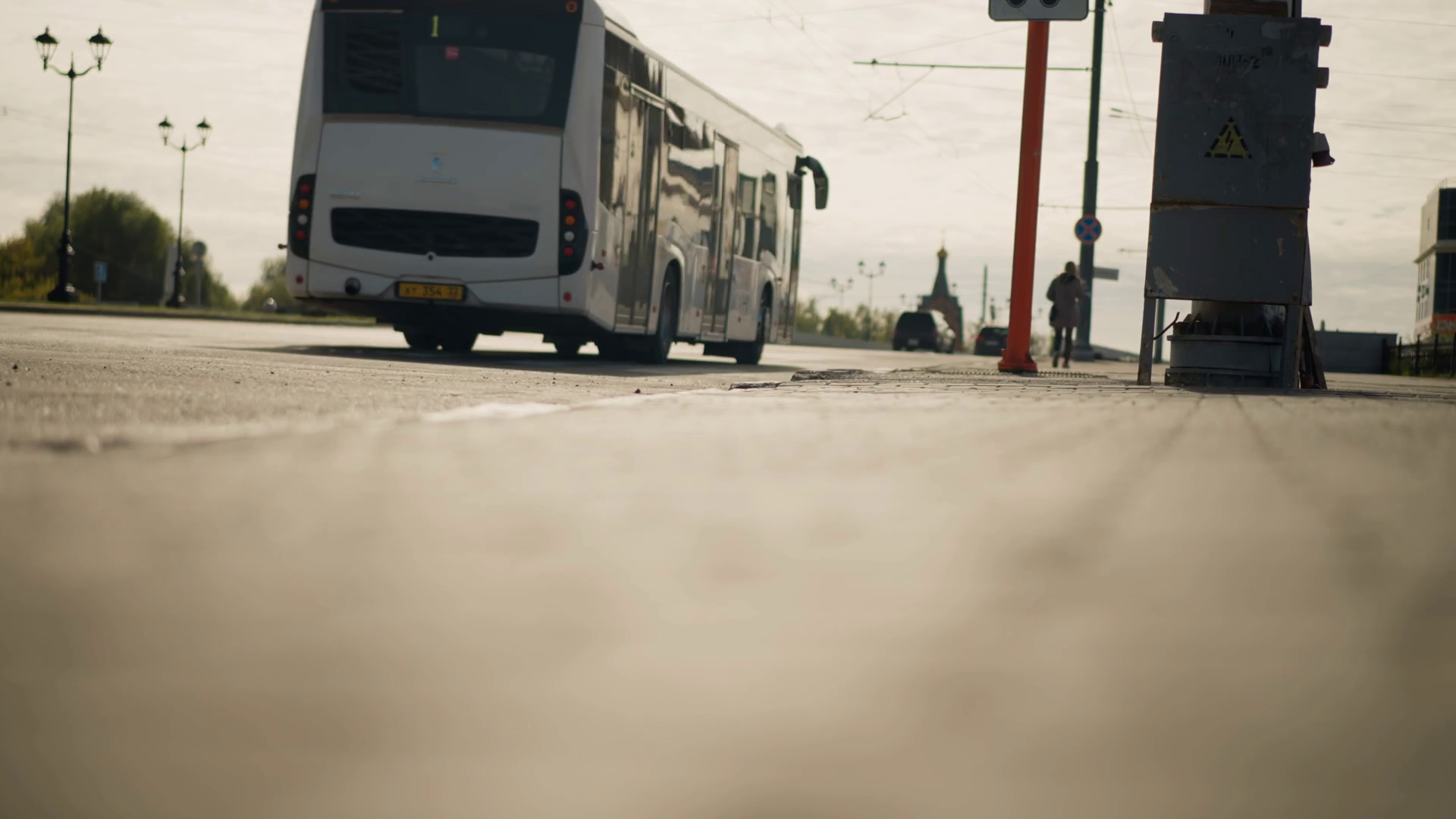 City Bus Driving Down Wide Street Sunny Day Stock Footage SBV-351974930 ...