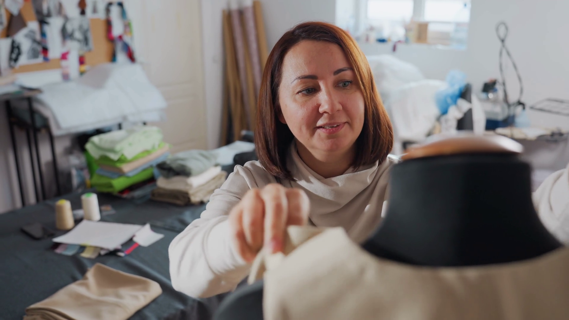 Garment Maker Removes Beige Dress From Black Stock Footage SBV ...