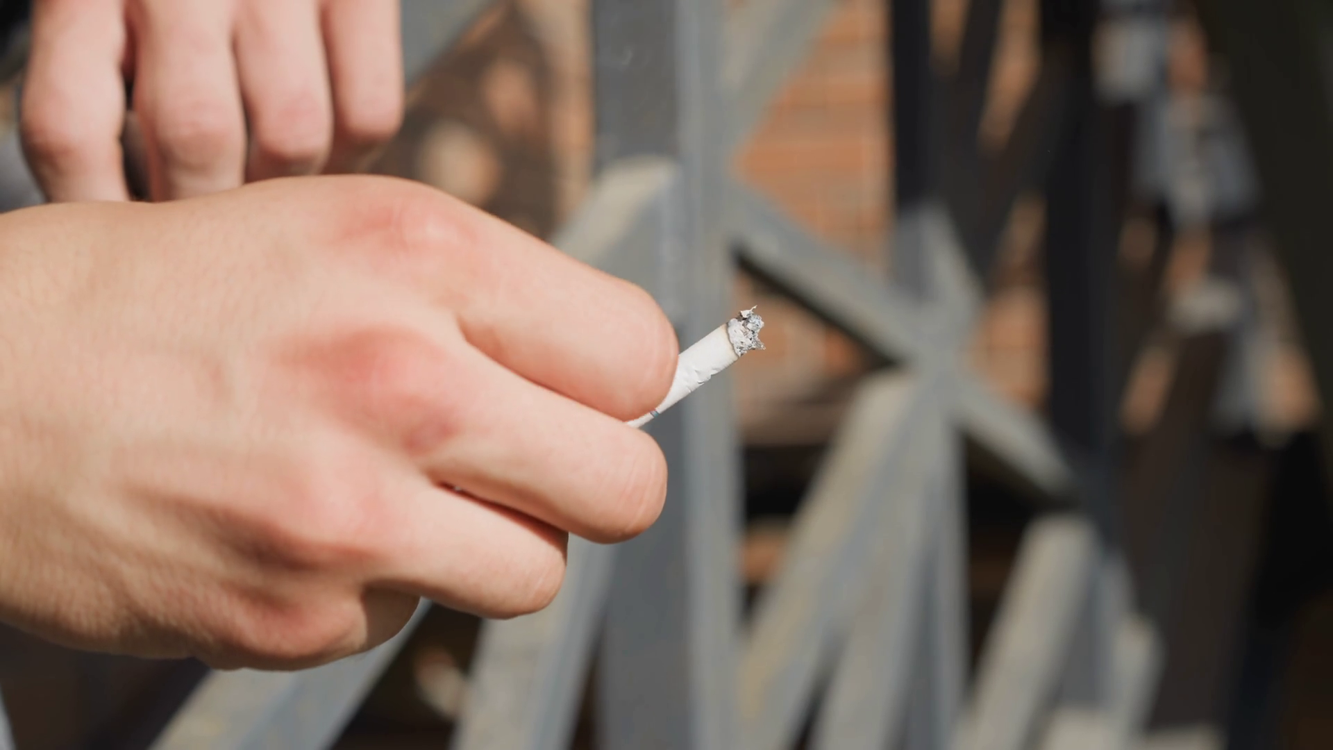 Close Up Of Smoker Hand Flicking Cigarette Stock Footage SBV-352053806 ...