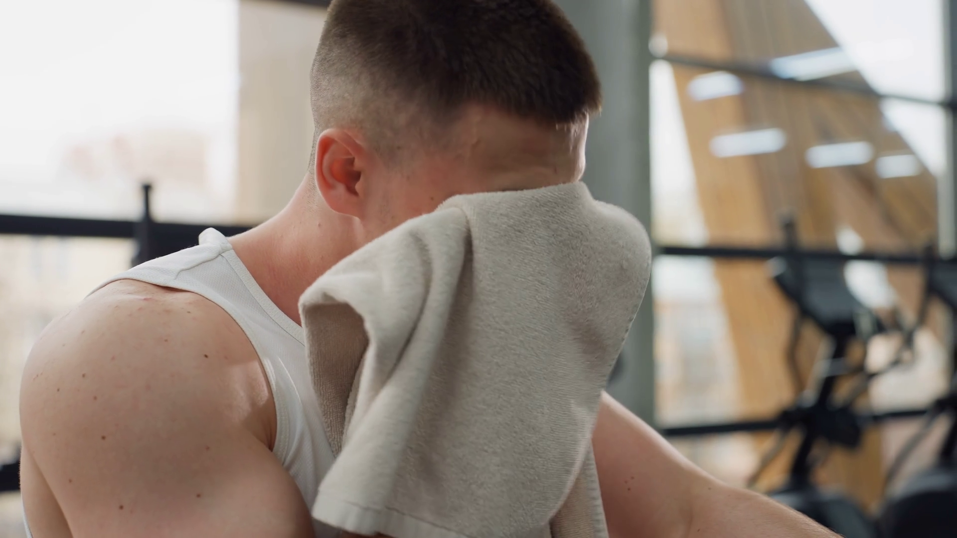 Close Up Of Sports Man Cleaning Sweat Off Stock Footage SBV-352084158 ...