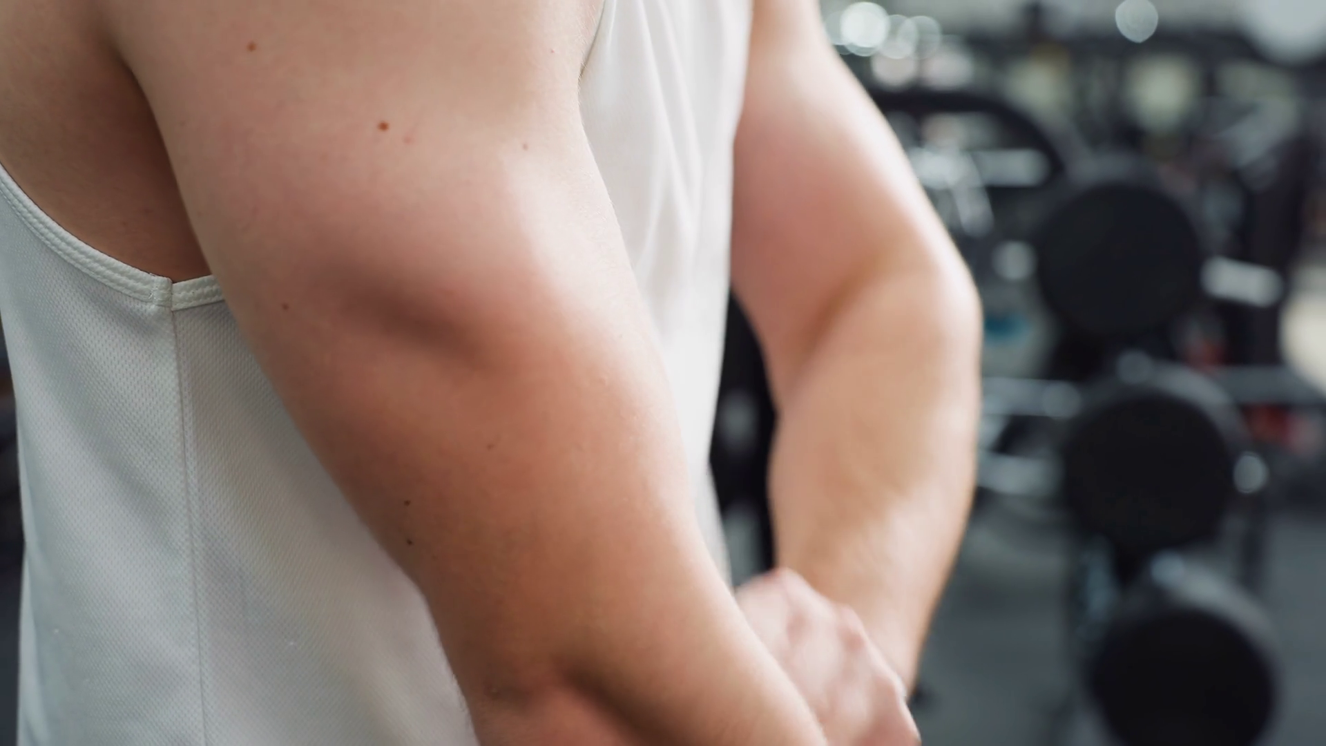 Body Builder Slaps Hands Against Flexed Arm Stock Footage SBV-352084380 ...
