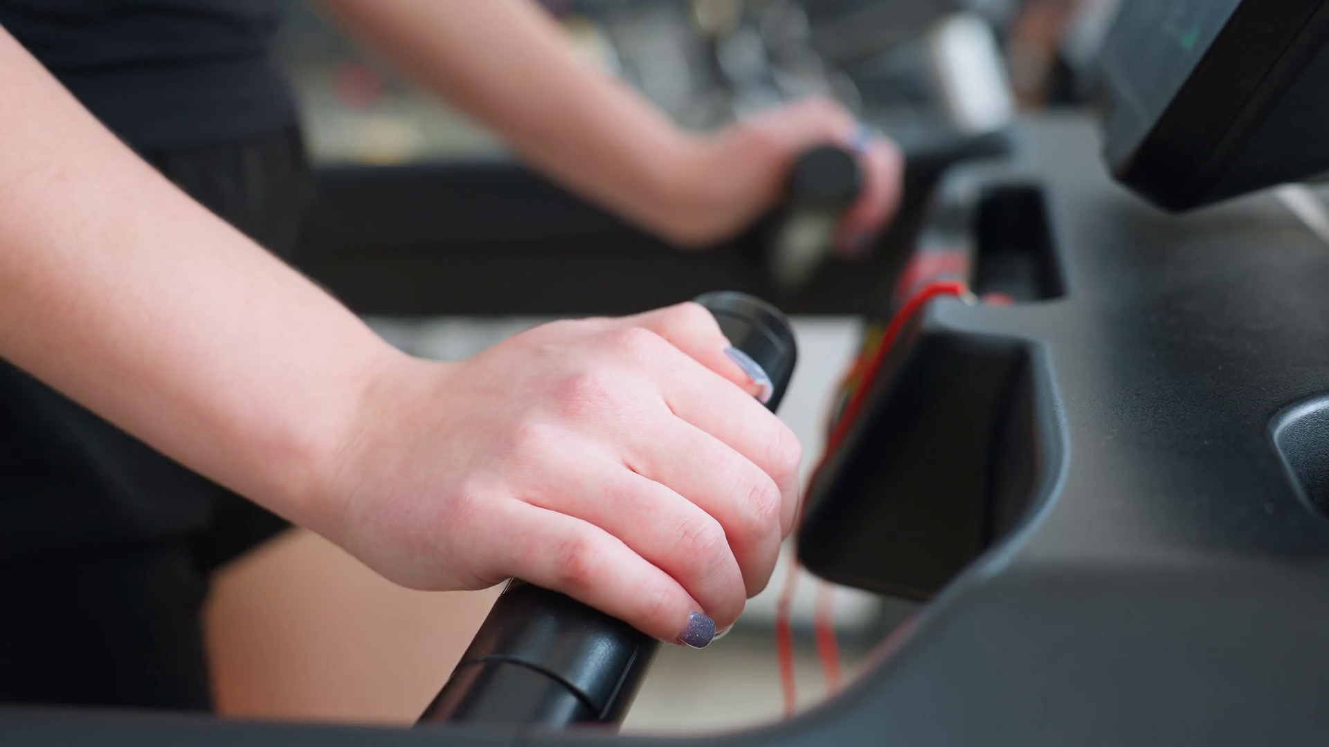 Close Up Of Person Gripping Treadmill Handle Stock Footage SBV ...