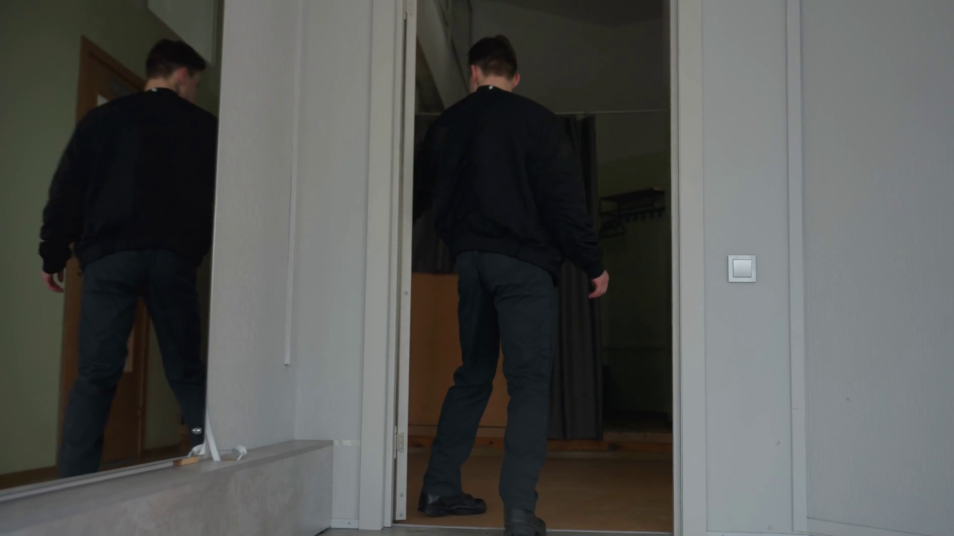 Young Man Closing Apartment Door Entering Stock Footage SBV-352129672 ...