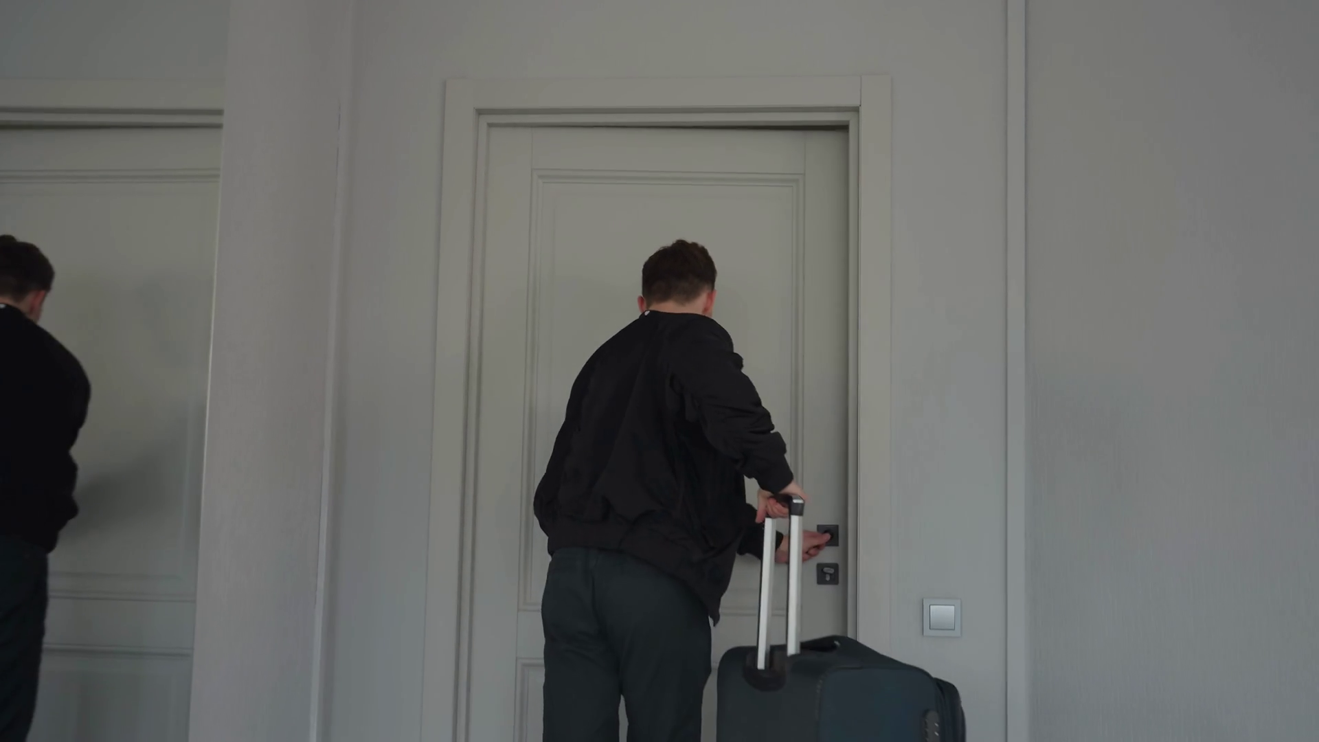 Sport Man Seen From Behind Enters Apartment Stock Footage SBV-352129676 ...