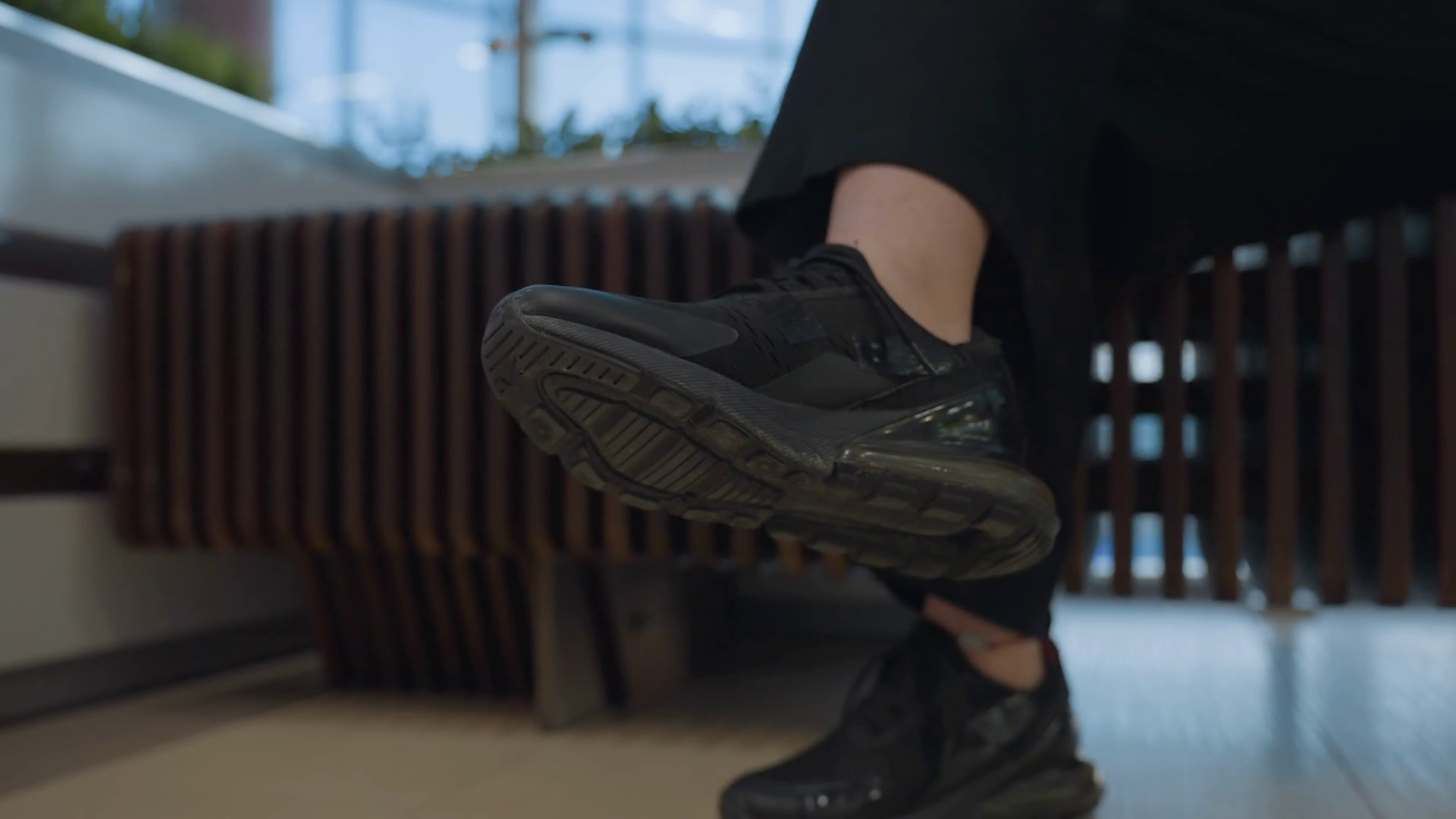 Close Up Of Seated Lady Tapping Foot Stock Footage SBV-352225135 ...