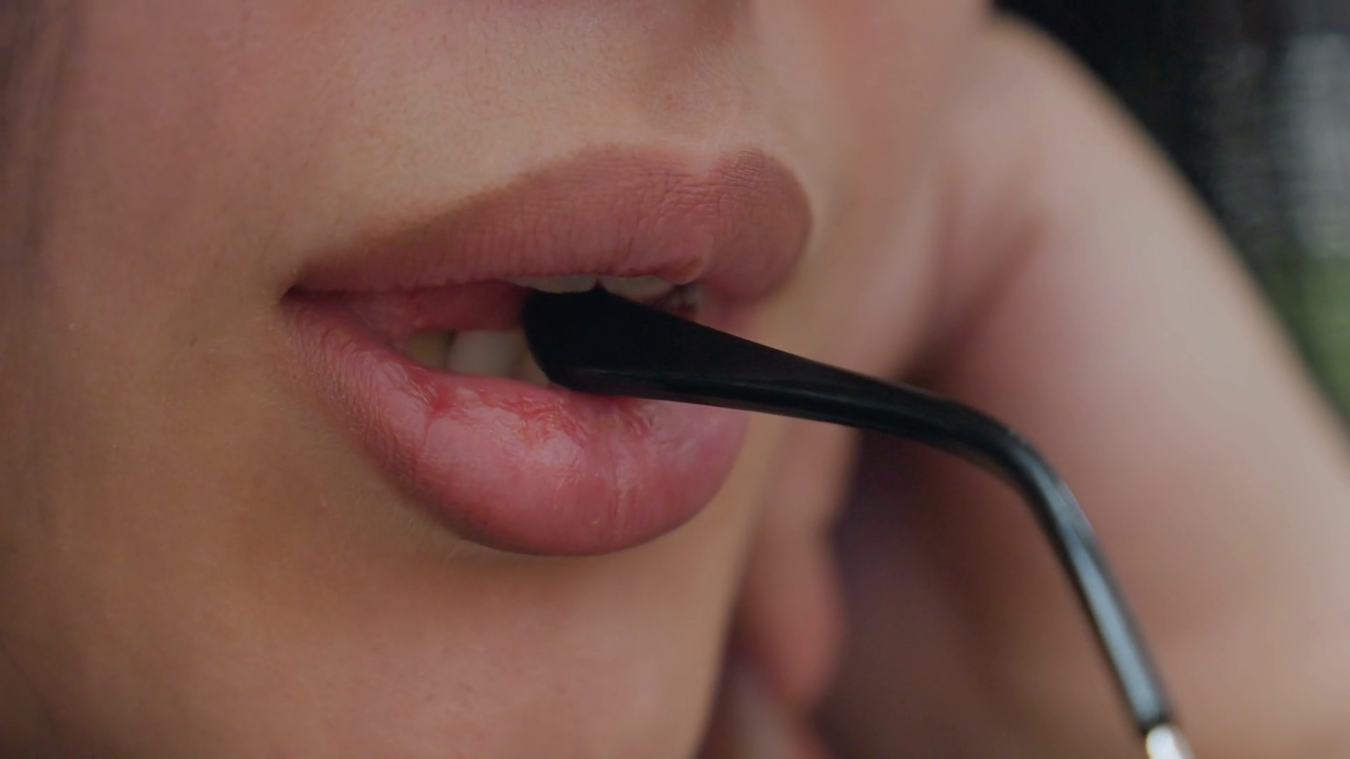 Close Up Of Young Lady Gently Biting Stock Footage SBV-352225910 ...