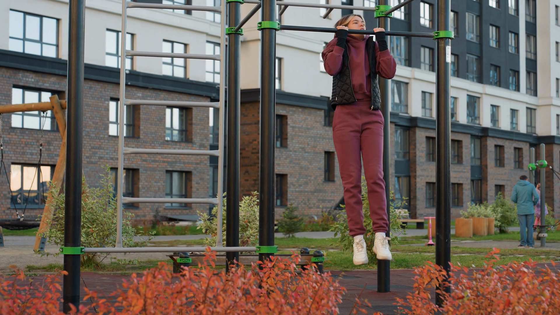 Energetic Lady Working Out On Horizontal Stock Footage SBV-352407842 ...