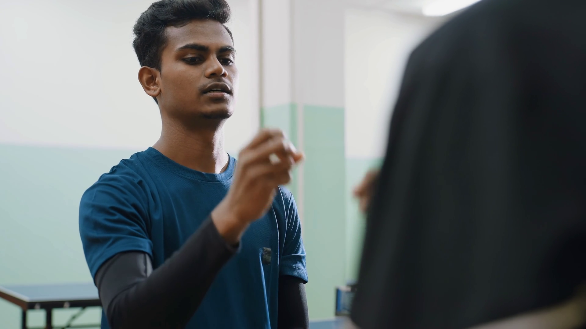 Two Men Intensely Playing Hand Trick Indoors Stock Footage SBV ...